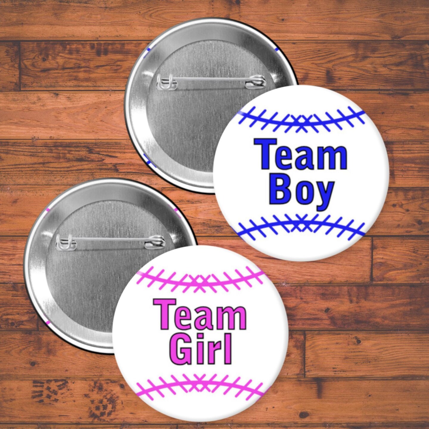 Gender Reveal Party Favors, Team Boy, Team Girl, Baseball Themed Pin ...