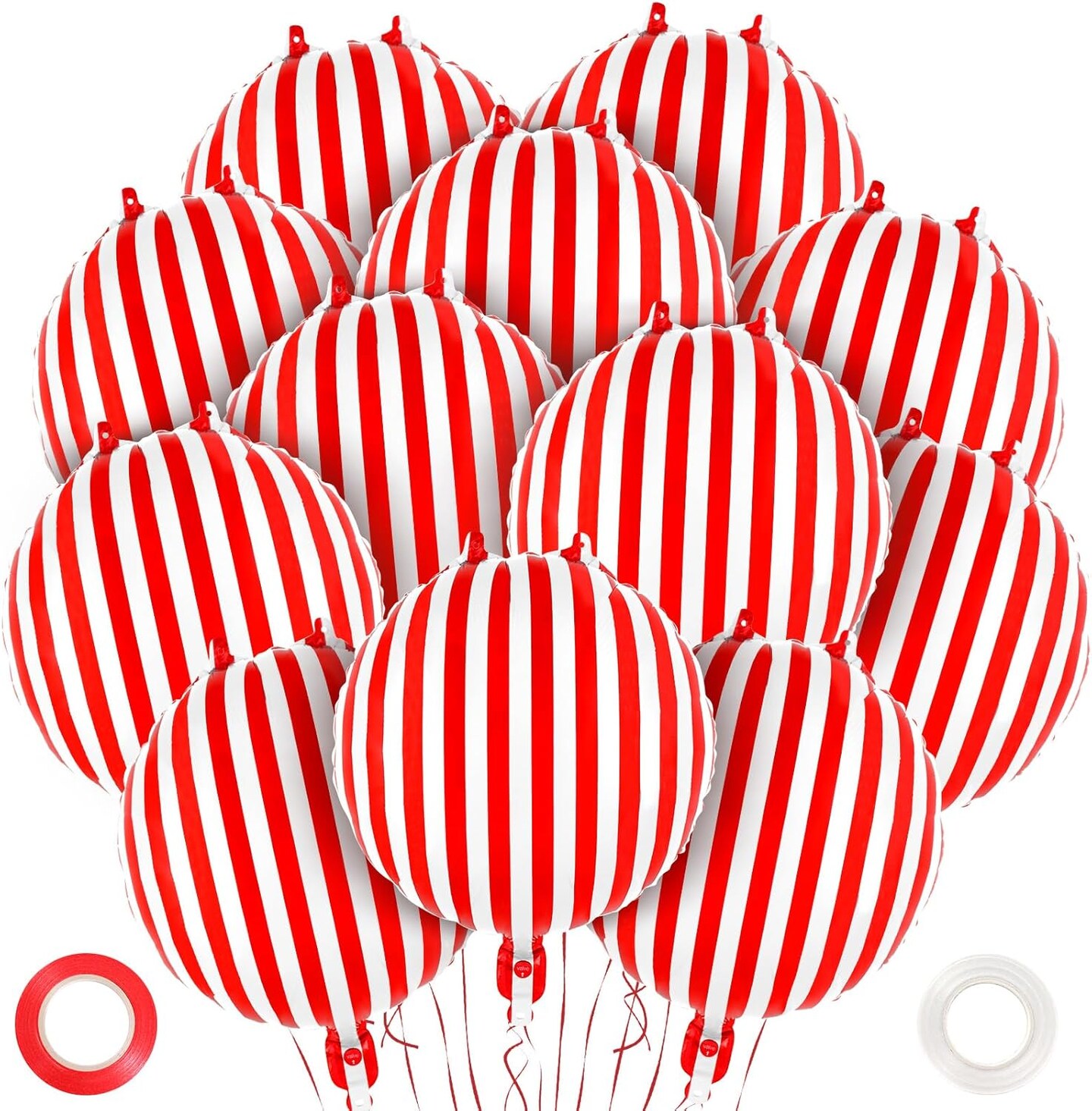 12 Pcs Red and White Striped Balloons,18 Inch Carnival Balloons ...