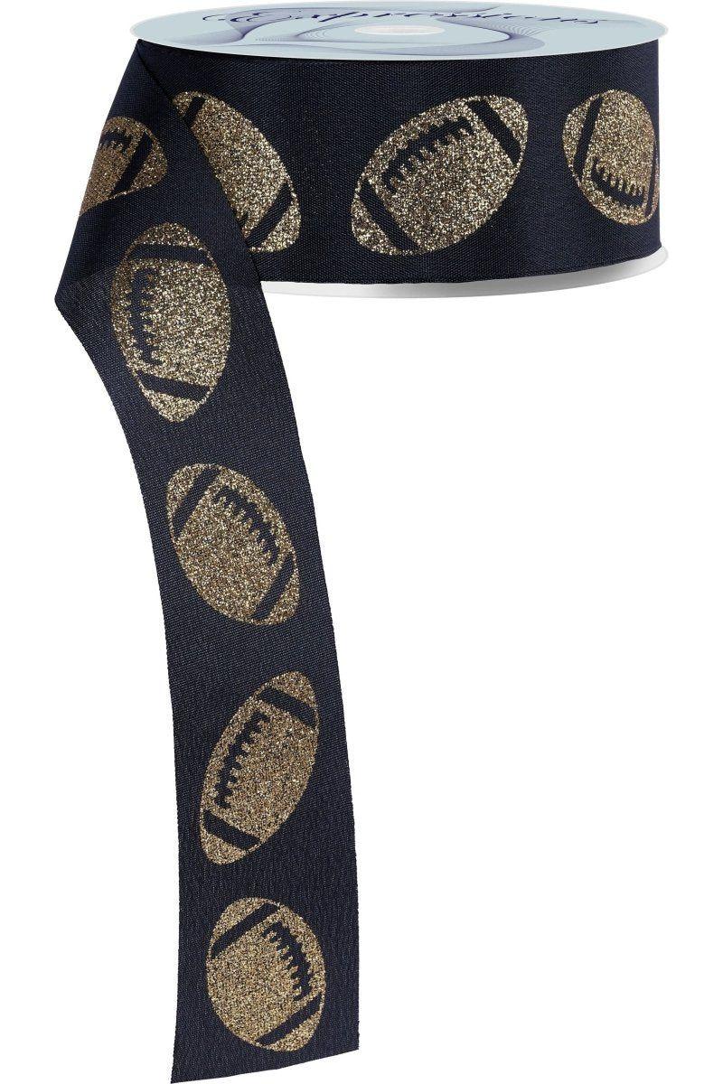 1.5" Glitter Football Ribbon: Black/Gold (100 Feet) | Michaels