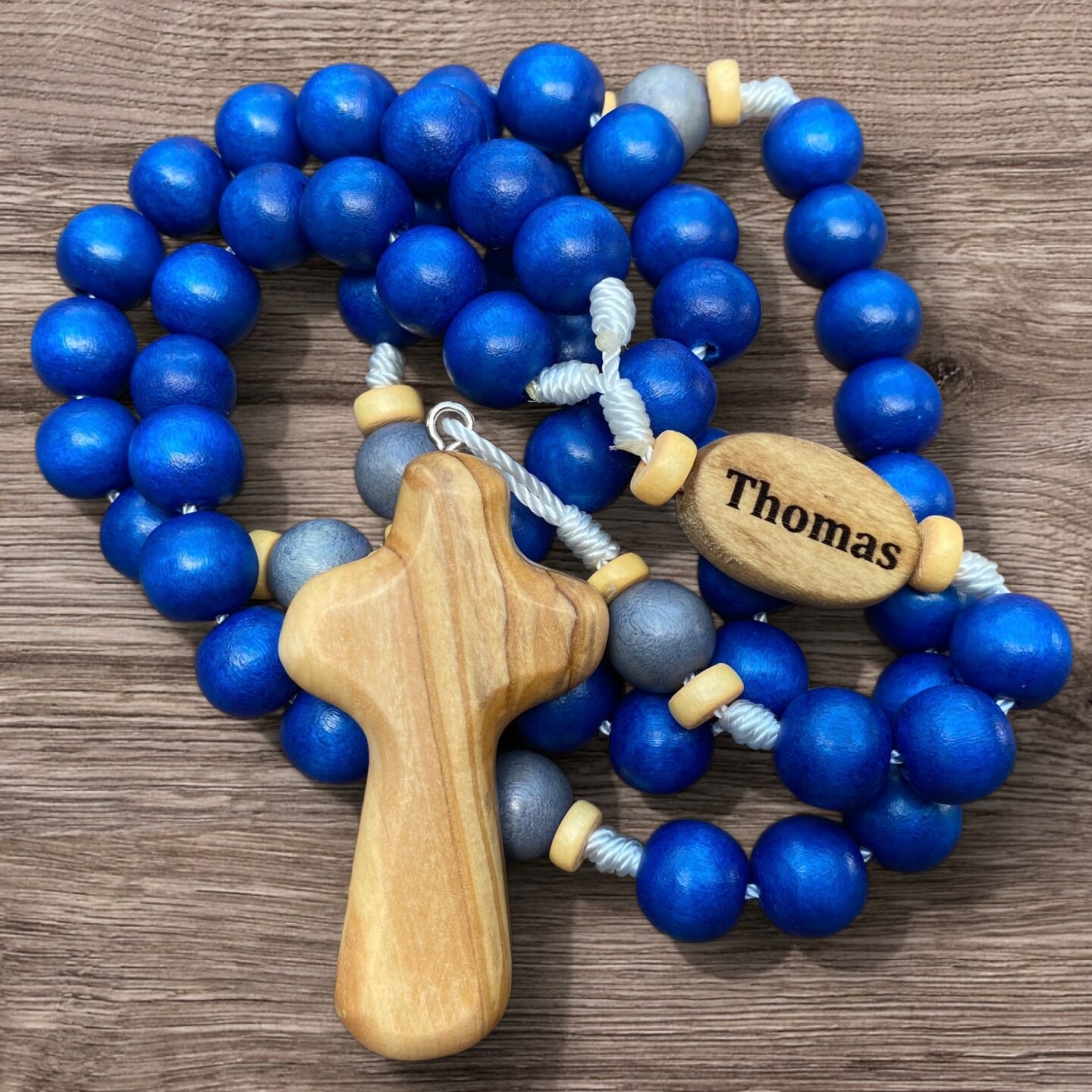 Blue Rosary for Boys with Custom Name, First Communion Gift, Children's ...