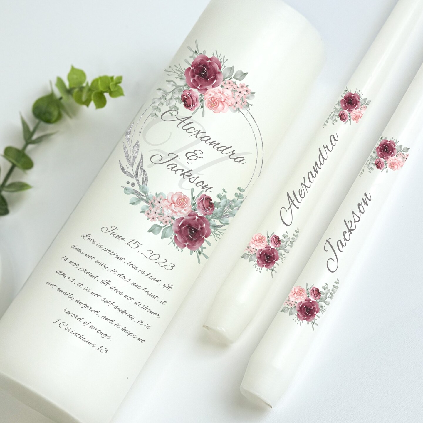 Unity Candles for Wedding, Custom Unity Set with Personalized Pillar ...