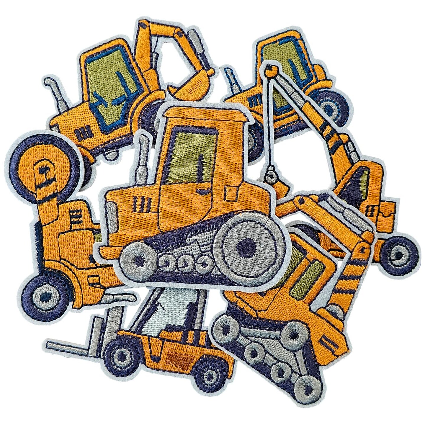 Construction Vehicles Patches, Embroidered Iron On/Sew On Excavators ...