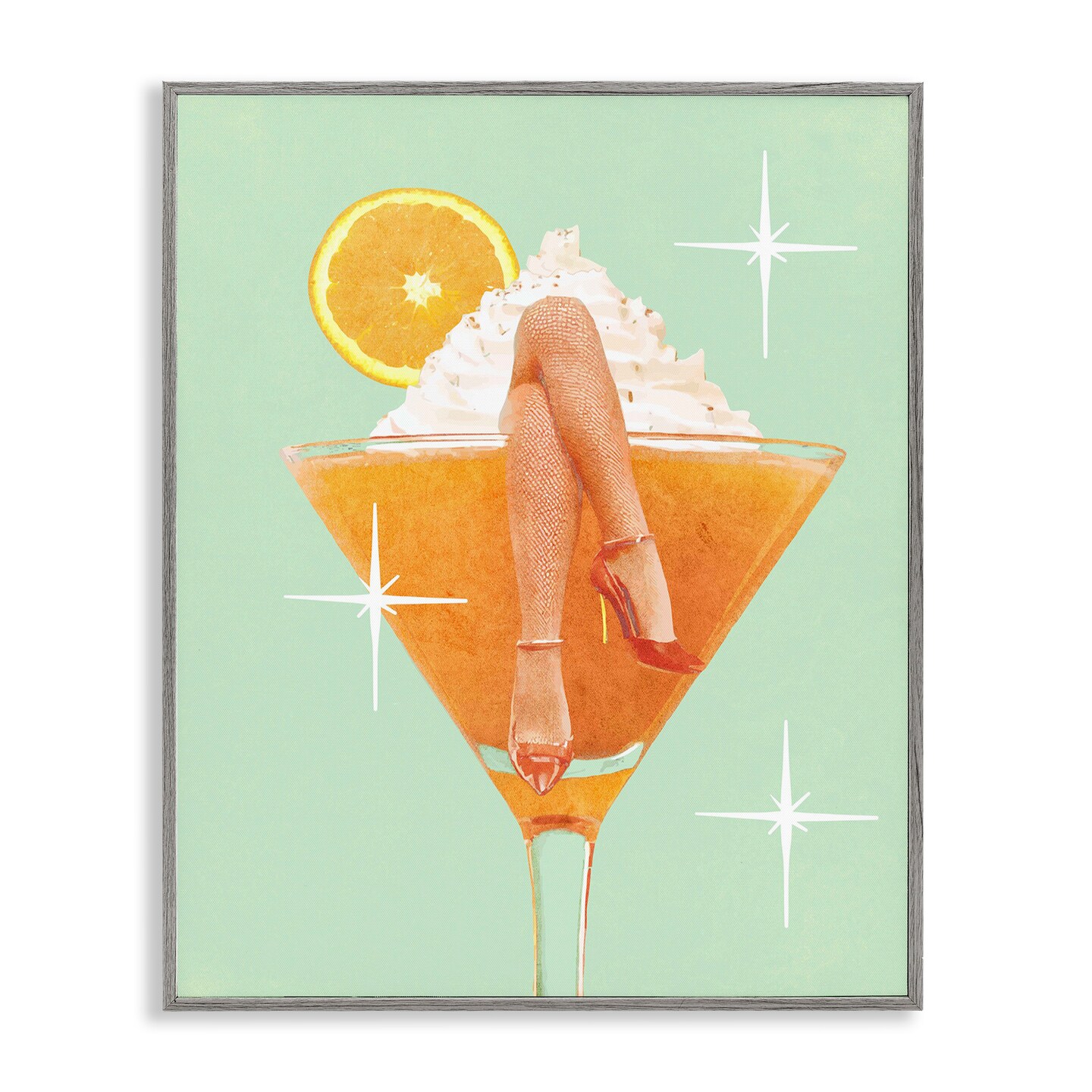 Stupell Industries Crossed Legs Cocktail Framed Giclee By Lil' Rue ...