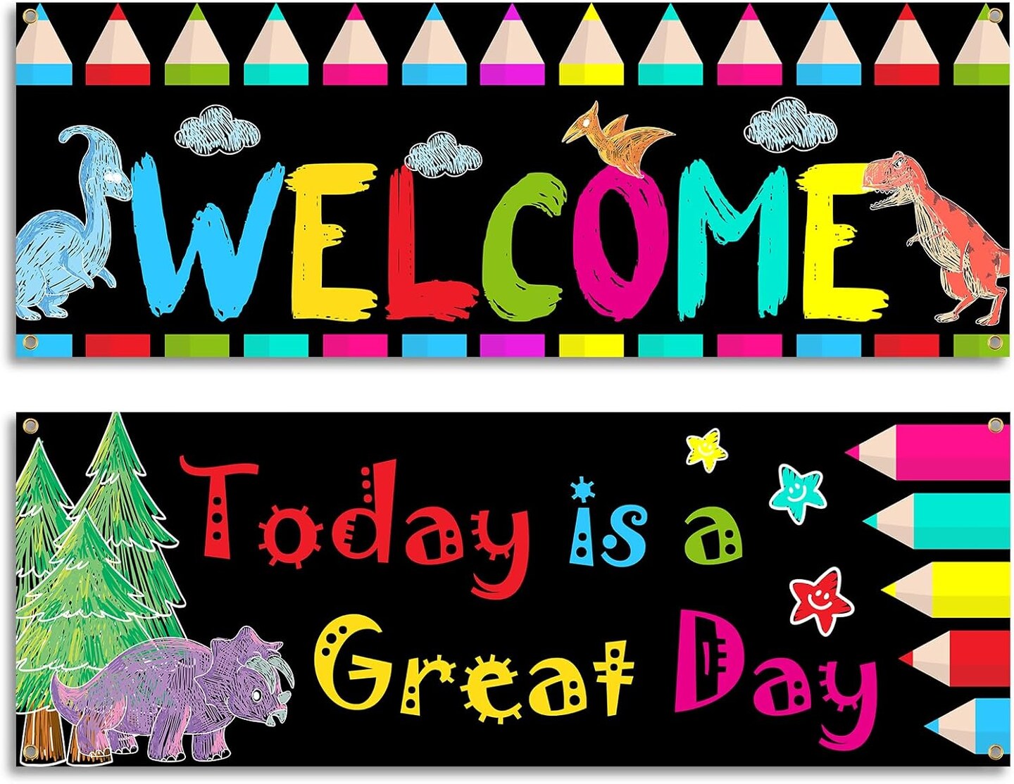 2 Pack Welcome Back To School Bulletin Banner Decoration 38.5×13.7 Inch ...