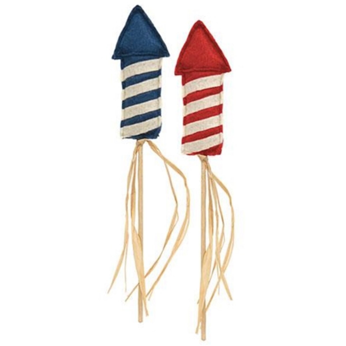 2 Asstd. Patriotic Felt Firecracker Pick with Raffia for Centerpieces ...