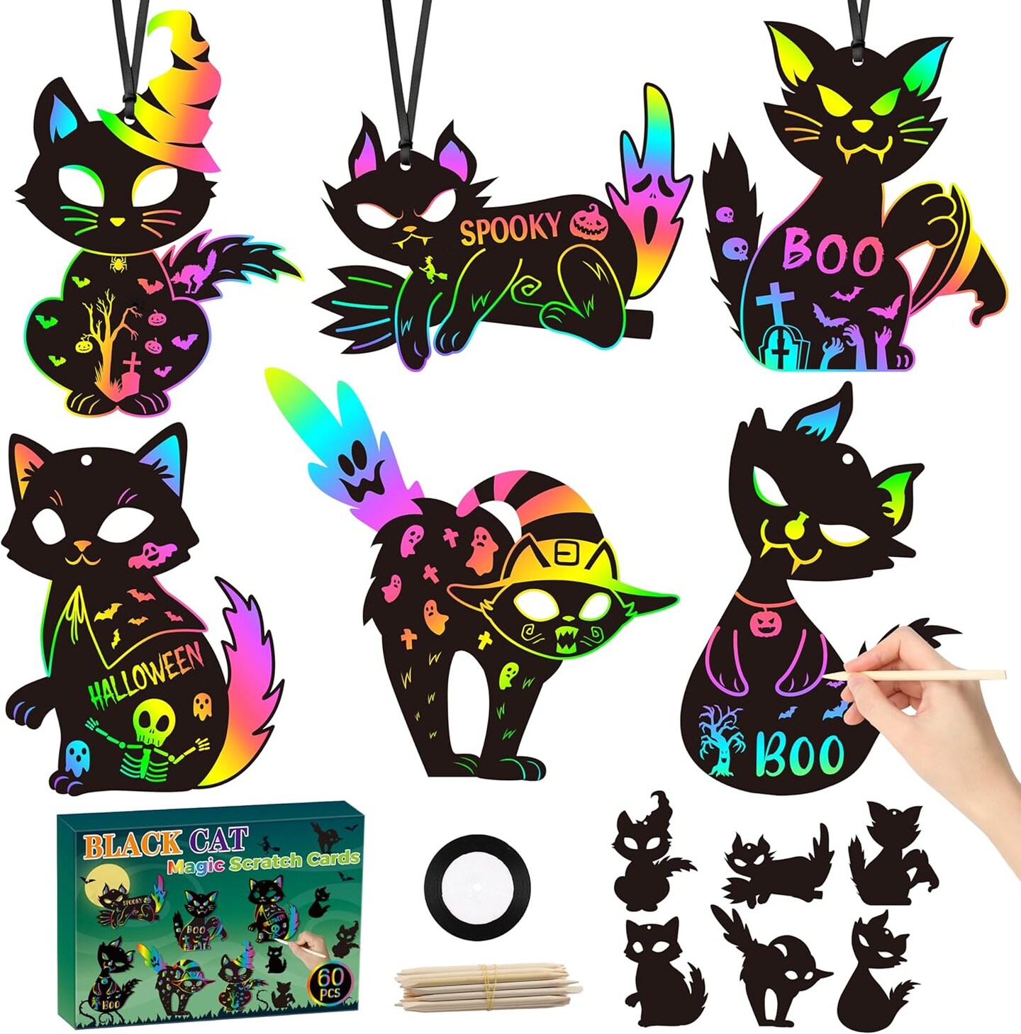 Halloween Black Cat Scratch Cards - 60PCS | Michaels