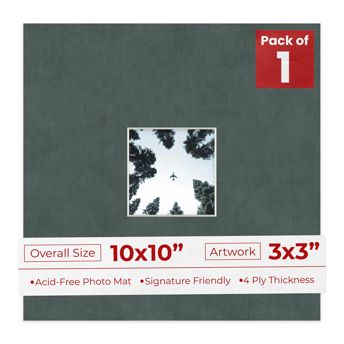 Dark Grey Suede Mat Board for 10x10 Frames - Fits 3x3 Photos, Color ...
