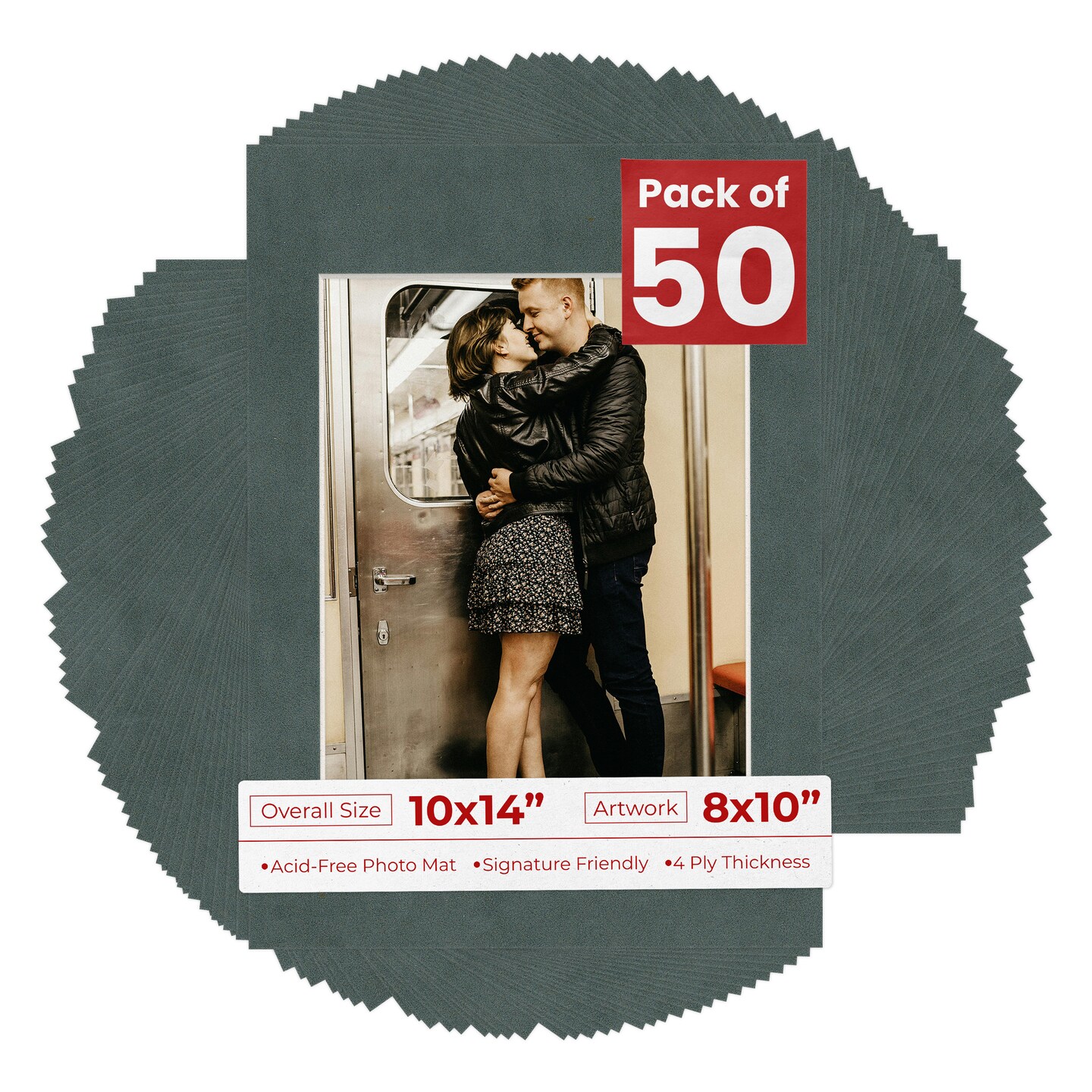 Dark Grey Suede Mat Board for 10x14 Frames - Fits 8x10 Photos, Color ...
