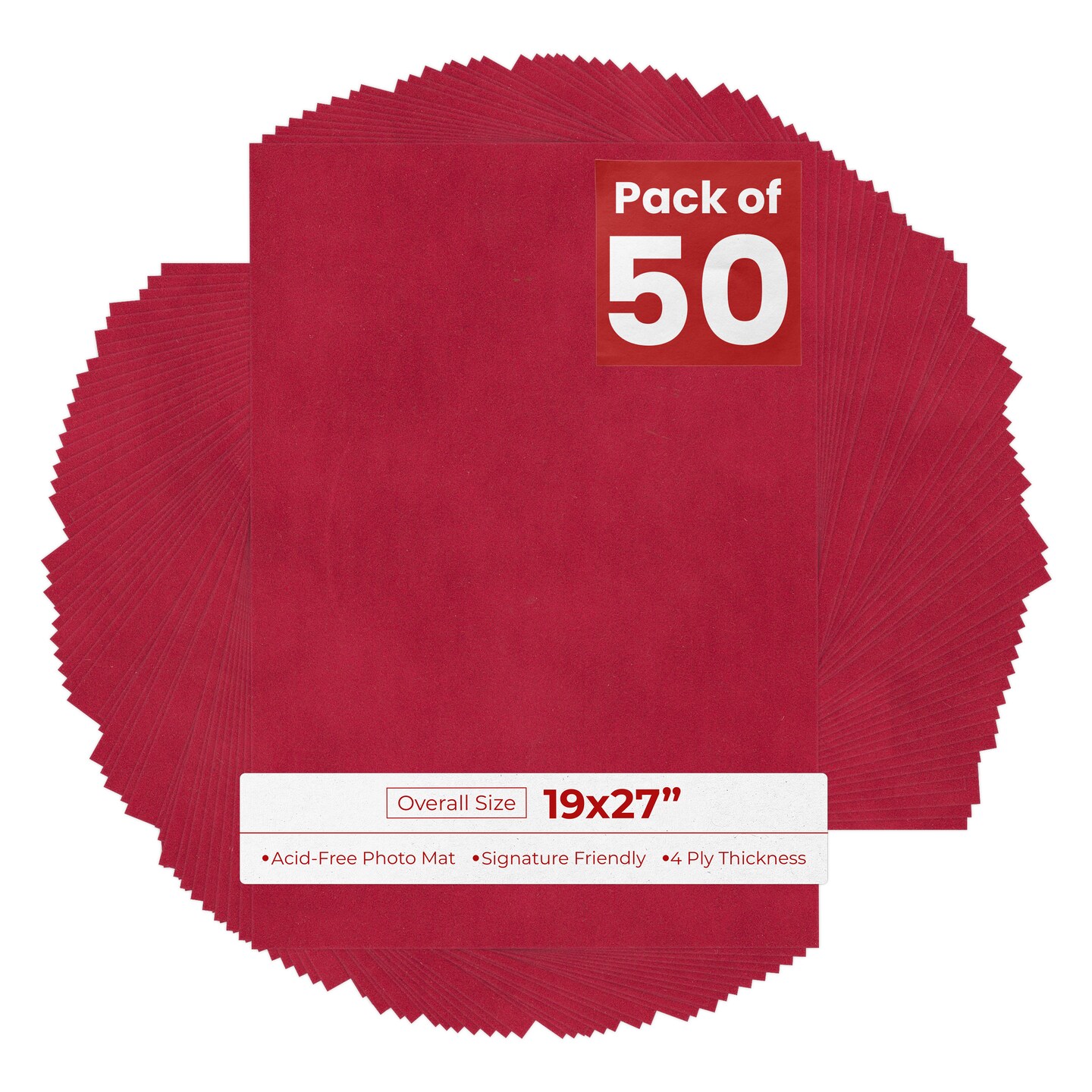 Red Suede 19x27 Uncut Mat Board - Blank Sheets, No Opening, Color: Red ...