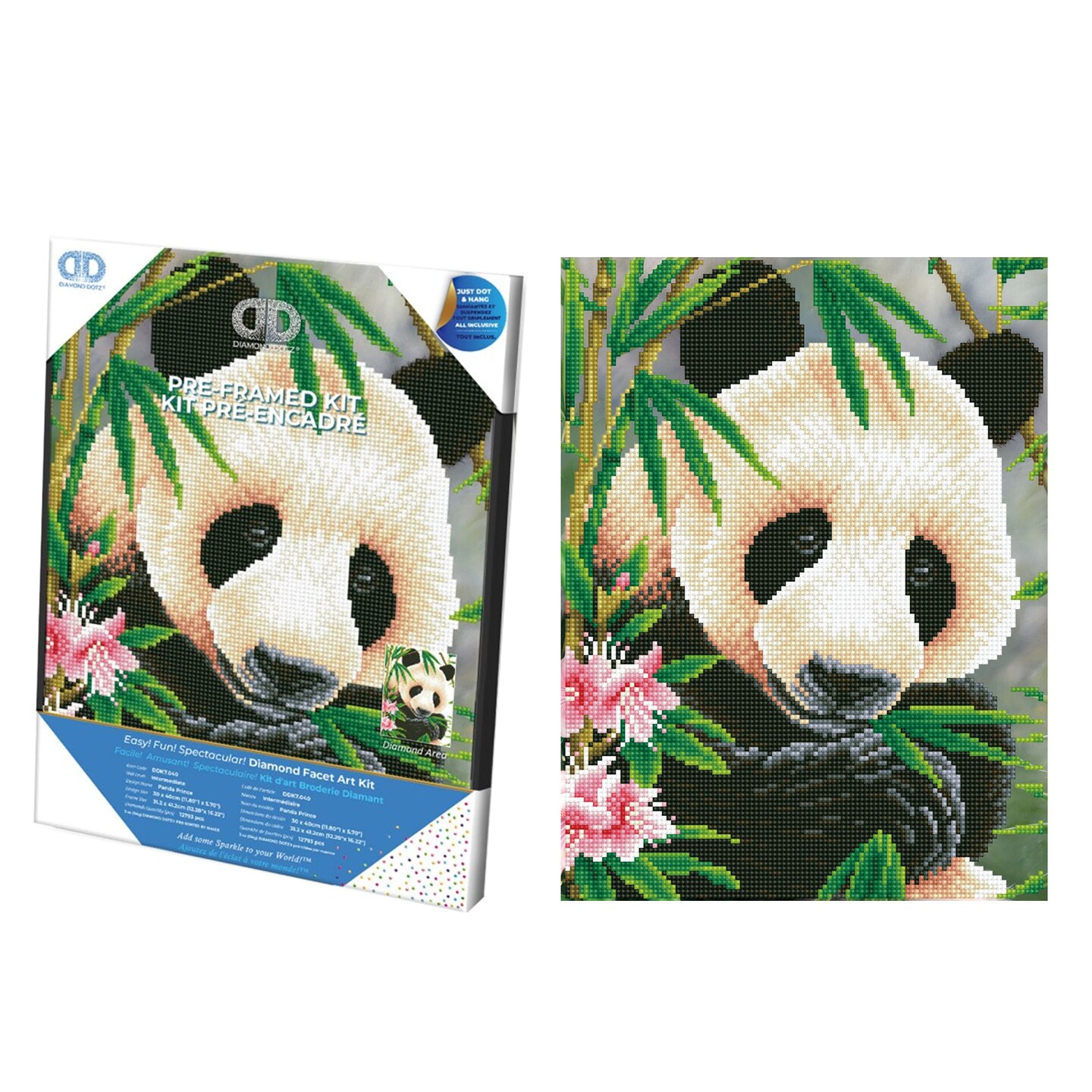 DIAMOND DOTZ ® - Panda Prince with Frame Diamond Painting Artwork Kit ...