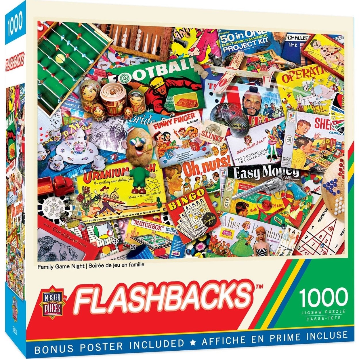 Masterpieces Flashbacks 1000 Piece Jigsaw Puzzle Family Game Night 19 ...