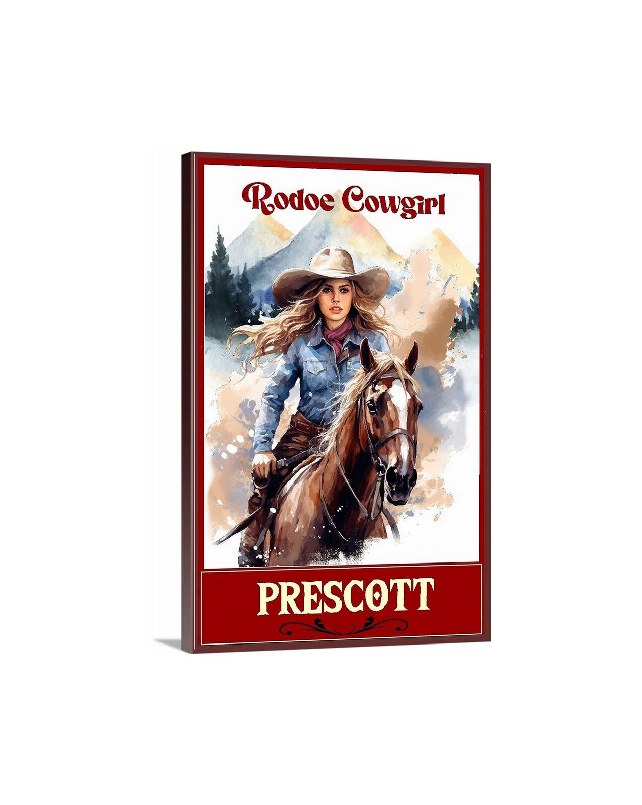 Prescott Arizona Rodeo Cowgirl Canvas Wrap or Poster Travel Poster ...