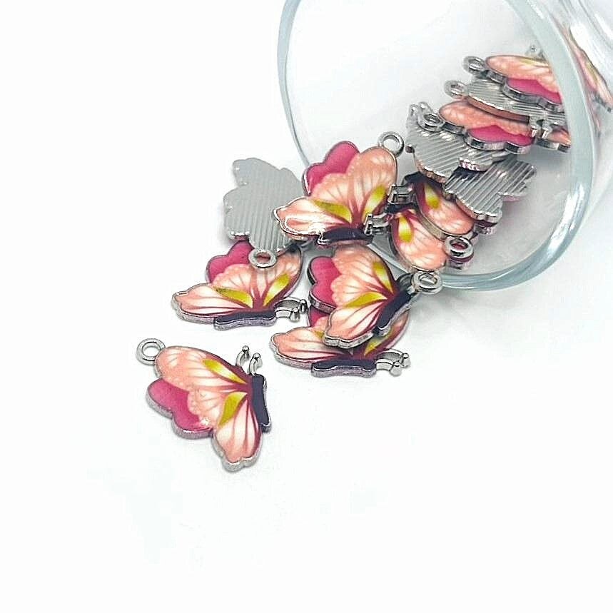 1, 4, 20 or 50 Pieces: Pink Enamel Butterfly Charms | Michaels