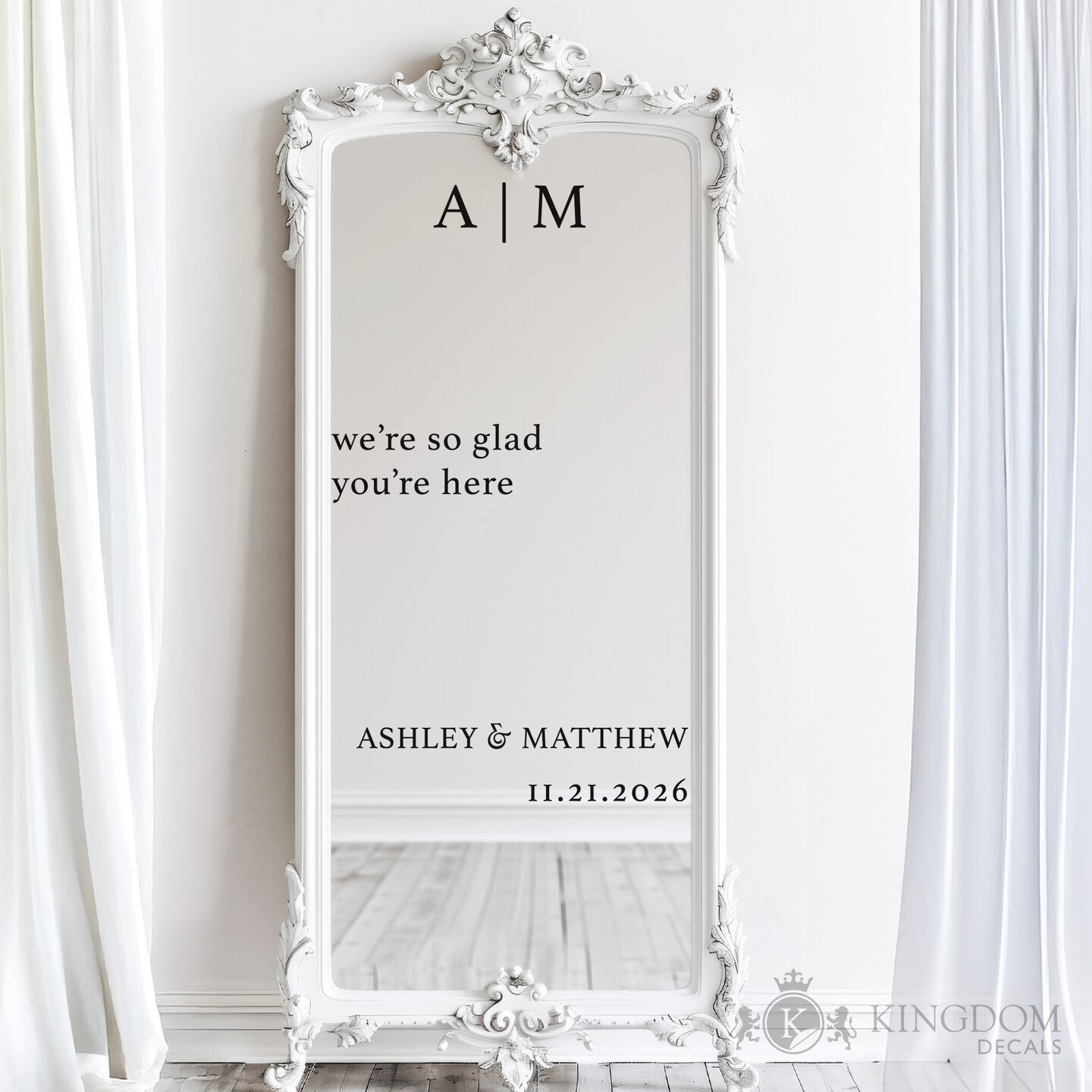 We’re So Glad You’re Here | Customizable Design Mirror Window Sign ...