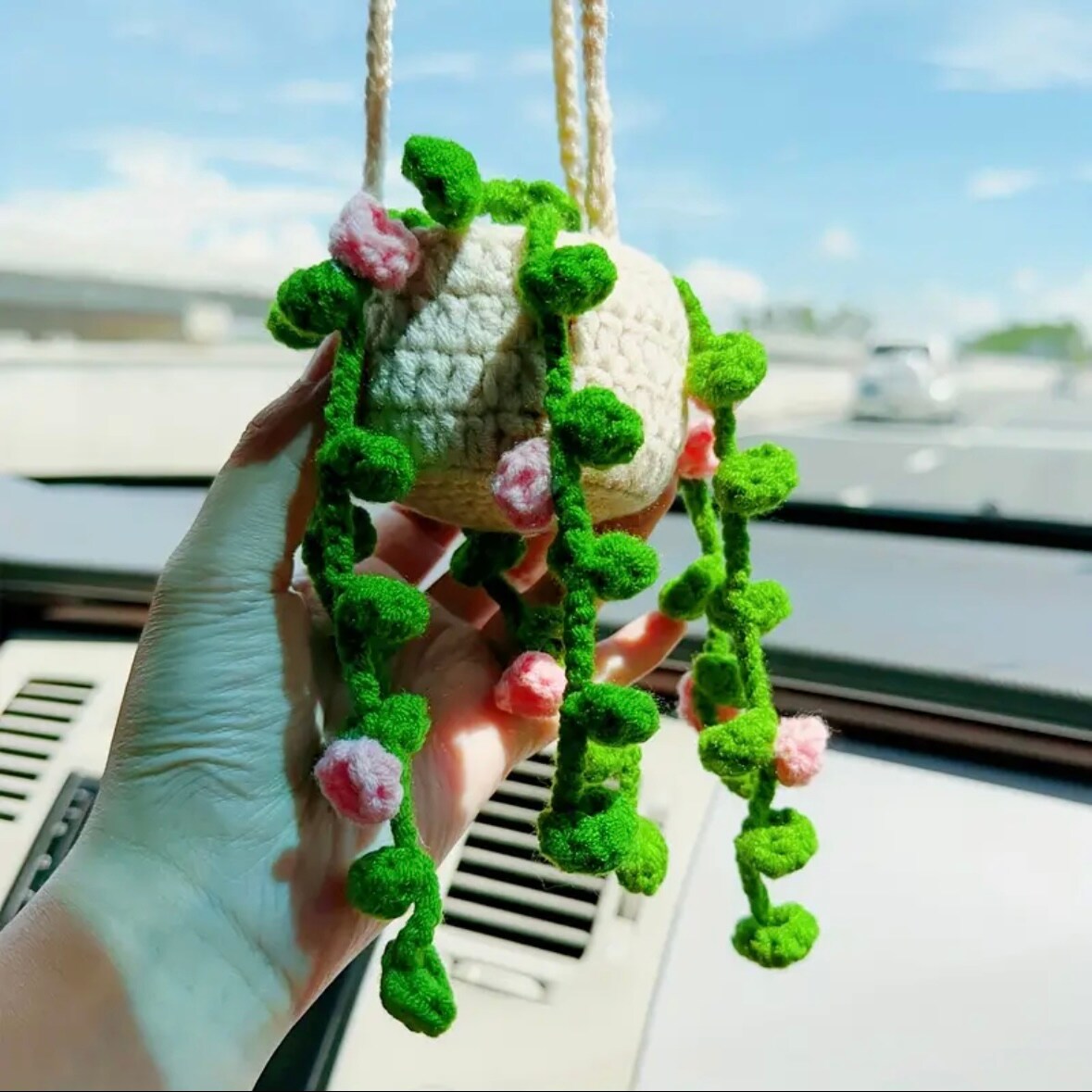 Handmade Basket Car Hanging Crochet, Car Accessories,Car Decor,Car ...