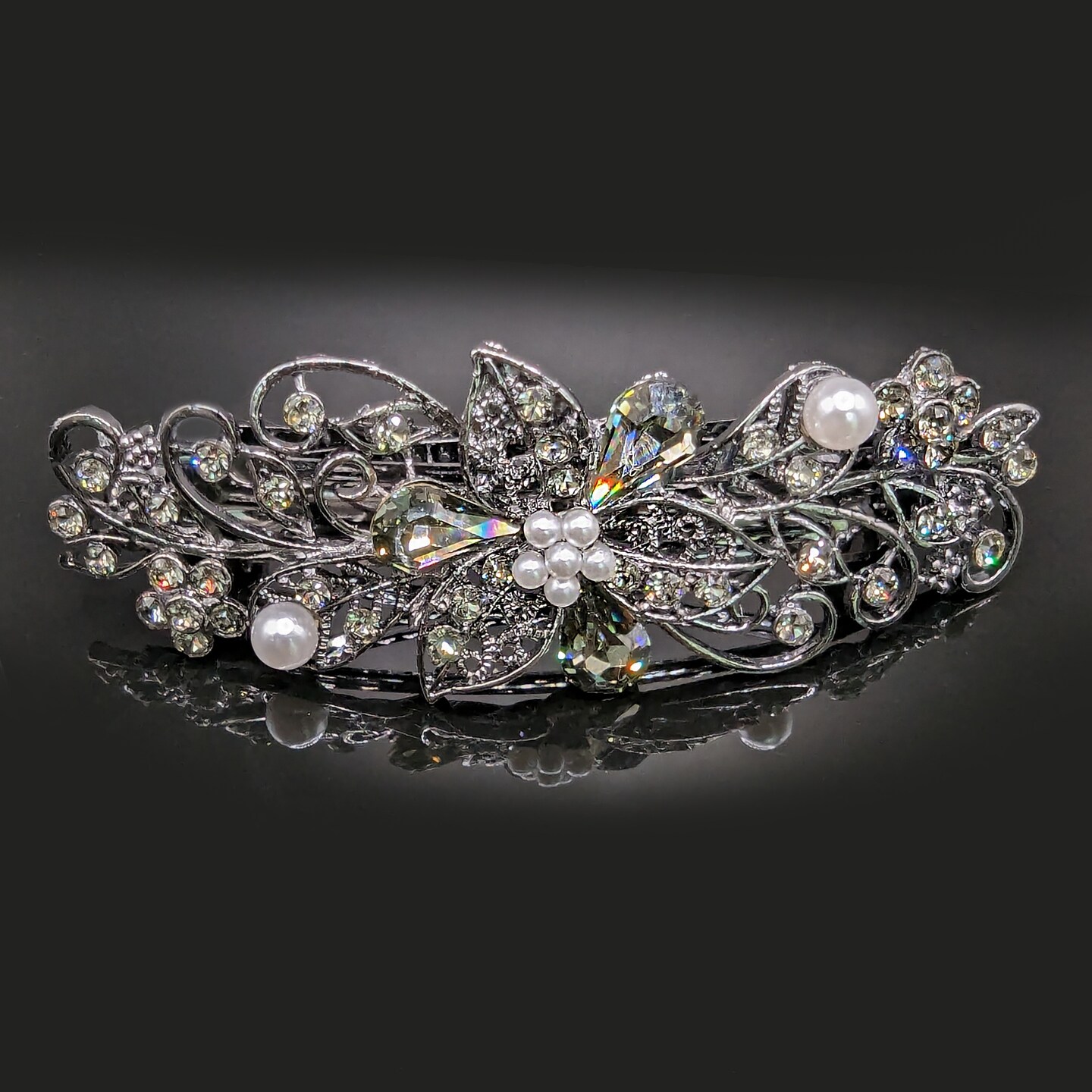 High Quality Black Diamond Floral Crystal Hair Clips Fancy Hair Barrettes Bridal Hair Accessories Hair Barrettes for Thick Hair MakerPlace by Michaels