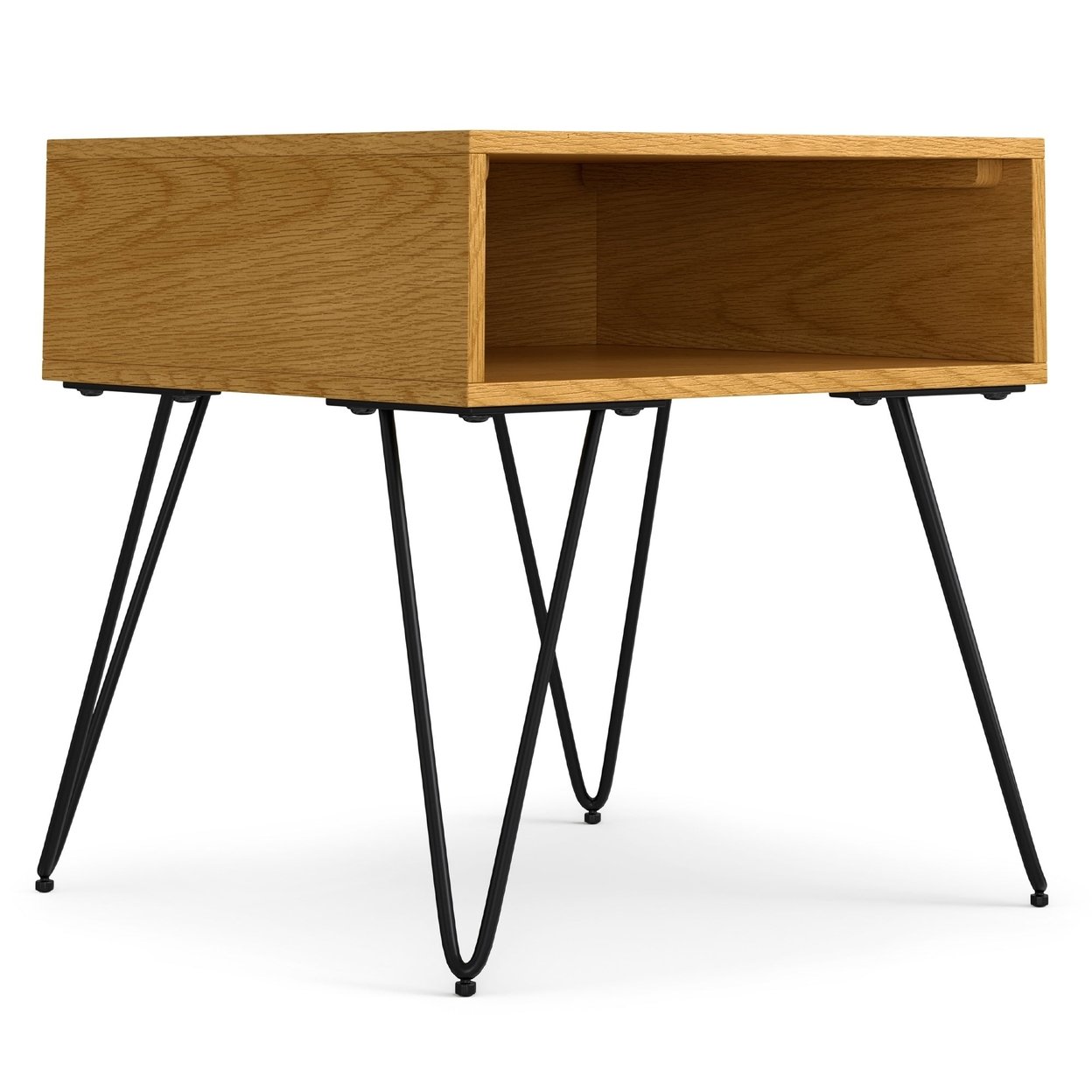 Hunter End Table Oak Wood Industrial Side Table With Metal Hairpin Legs ...
