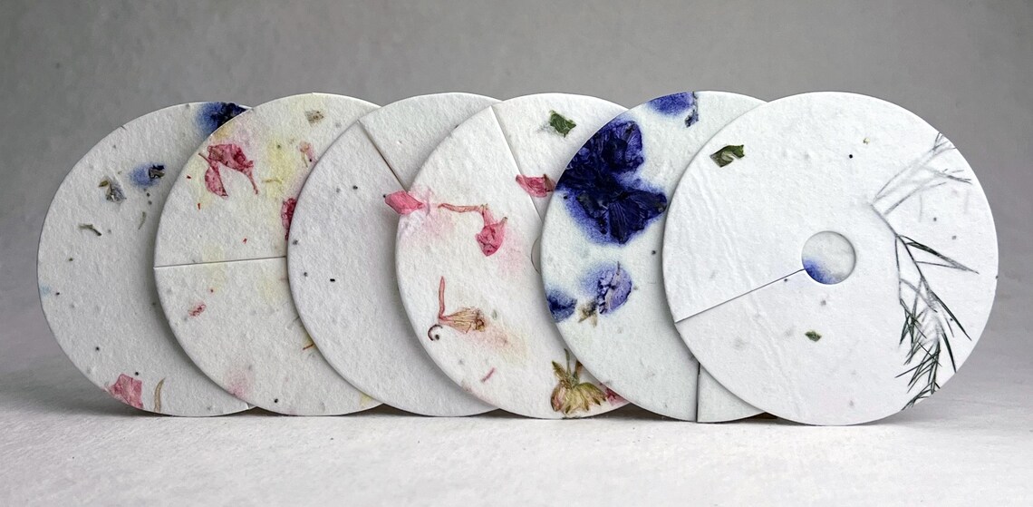 Wildflower Seed Paper Wine Glass Tags - Embedded with Seeds Petals - 3 ...