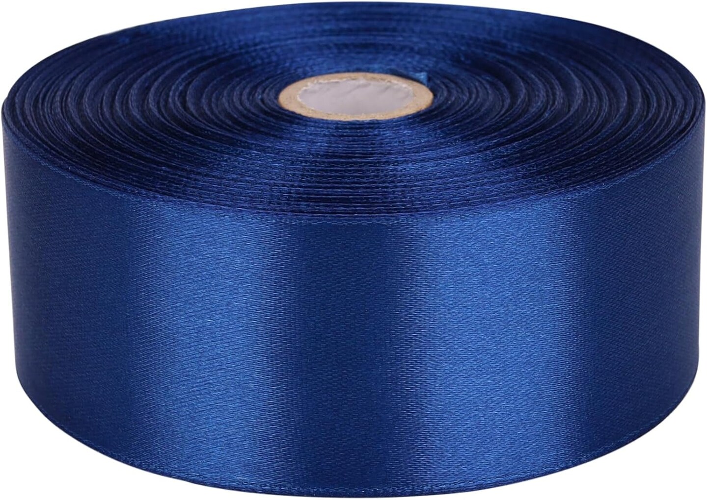 1-1/2 Inch Deep Blue Satin Ribbon 50 Yards Solid Fabric Ribbons Roll ...