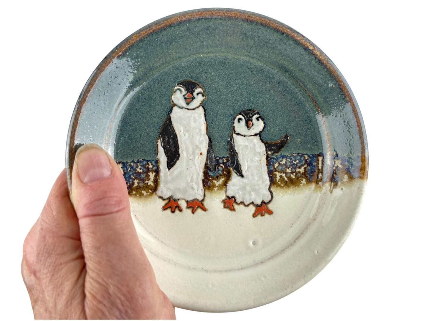 Small Pair of Penguins Plate, decorative ring or trinket dish ...