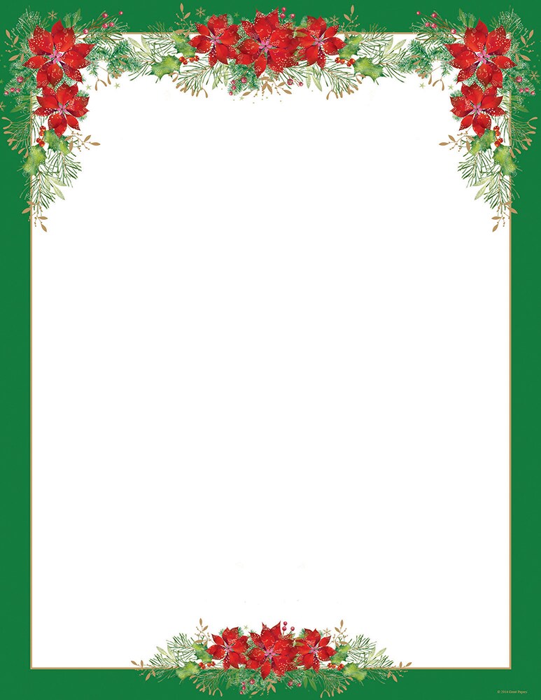 Great Papers! Holiday Stationery Letterhead, Poinsettia Valance, 8.5"x11", Printer Friendly, 80 ...