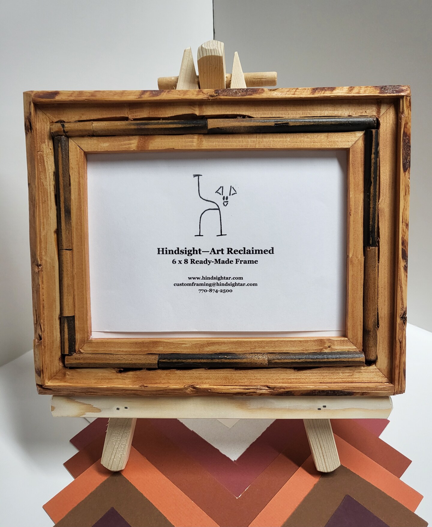 6 x 8, Live Edge Picture Frame, Primitive Folk Art Design, Handmade ...