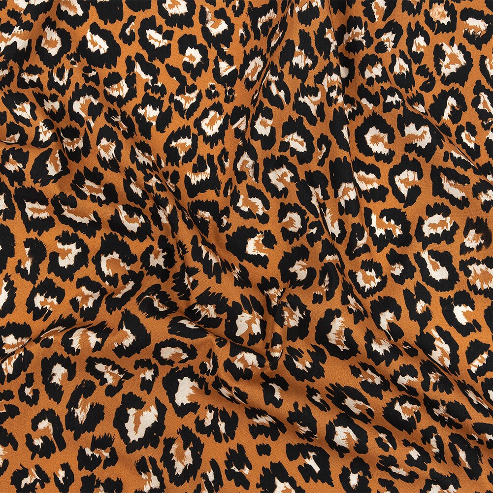 1 Yard Caramel Cotton Poplin Fabric with Leopard Spot Animal Print ...