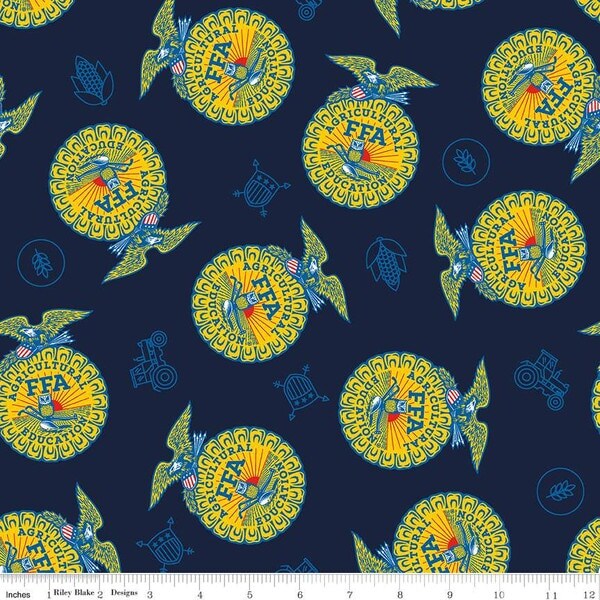 Badge Toss in Navy (c15850-navy) | FFA Forever Blue 2 | Riley Blake ...
