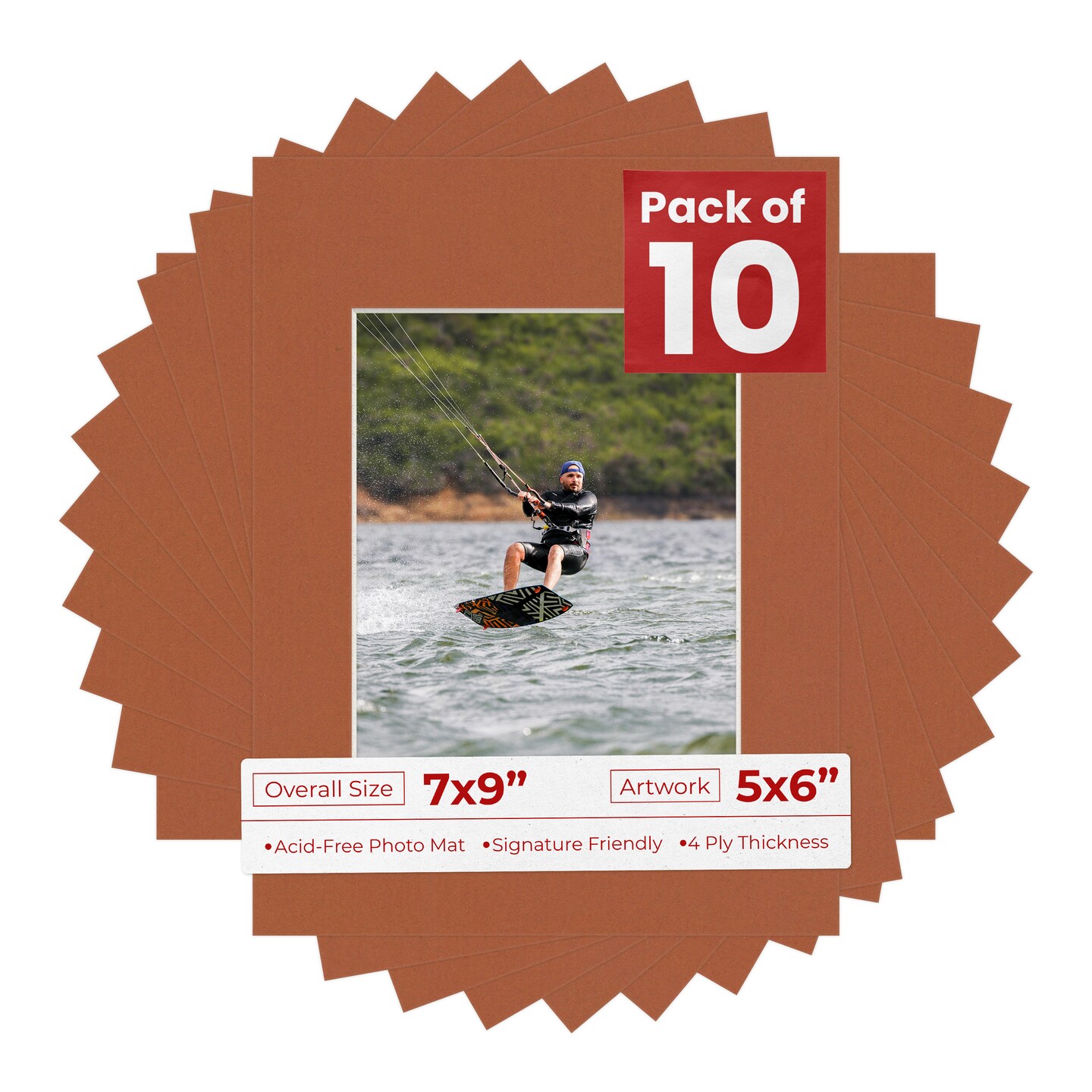 Terra-cotta Red Mat Board for 7x9 Frames - Fits 5x6 Photos, Color: Red ...