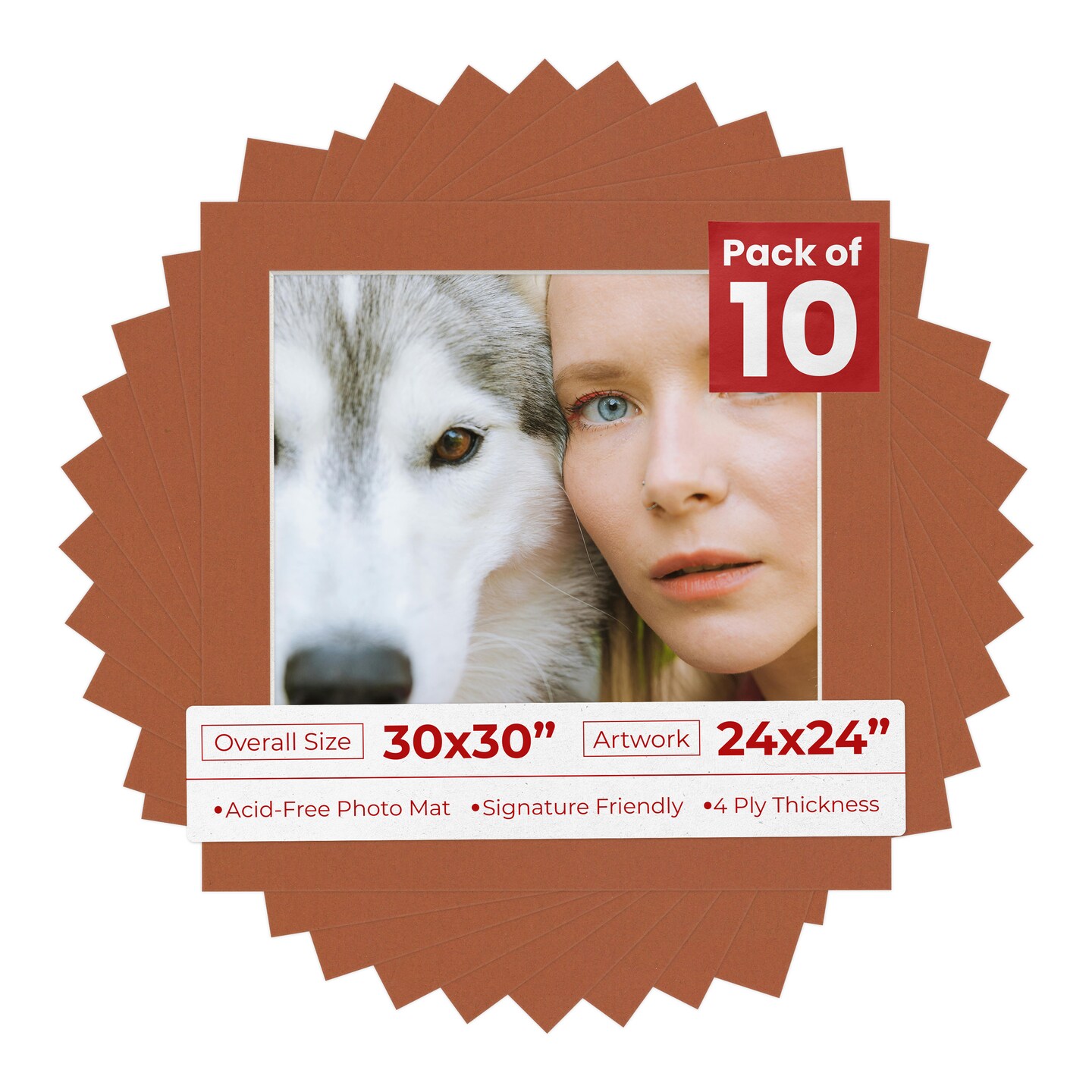 Terra-cotta Red Mat Board for 30x30 Frames - Fits 24x24 Photos, Color ...