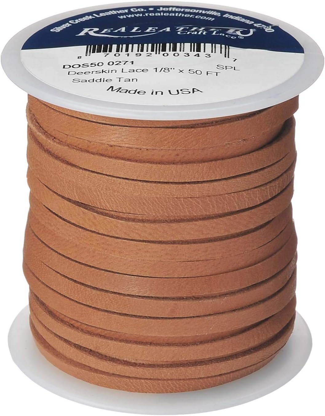 Realeather Deerskin Leather Lace | Size 3/16" x 50' (4.8mm x 15.24m ...