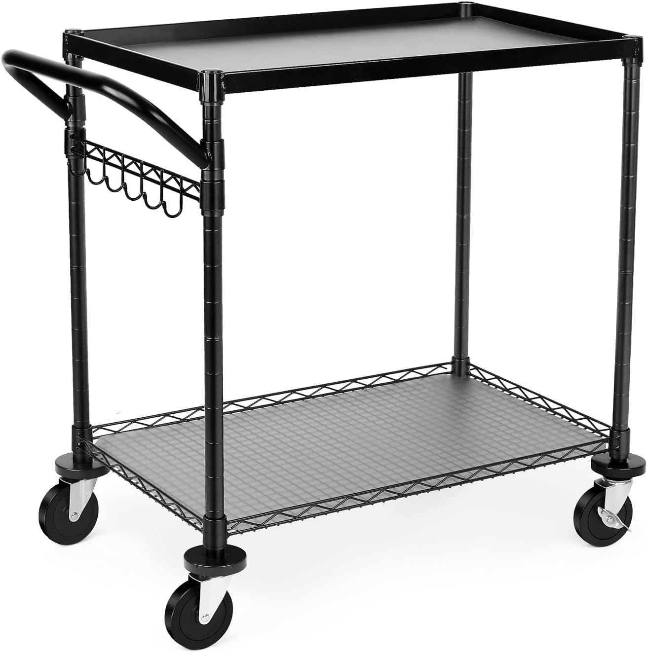 680Lbs Capacity Heavy Duty Rolling Utility Cart,2 Tier Rolling Carts ...