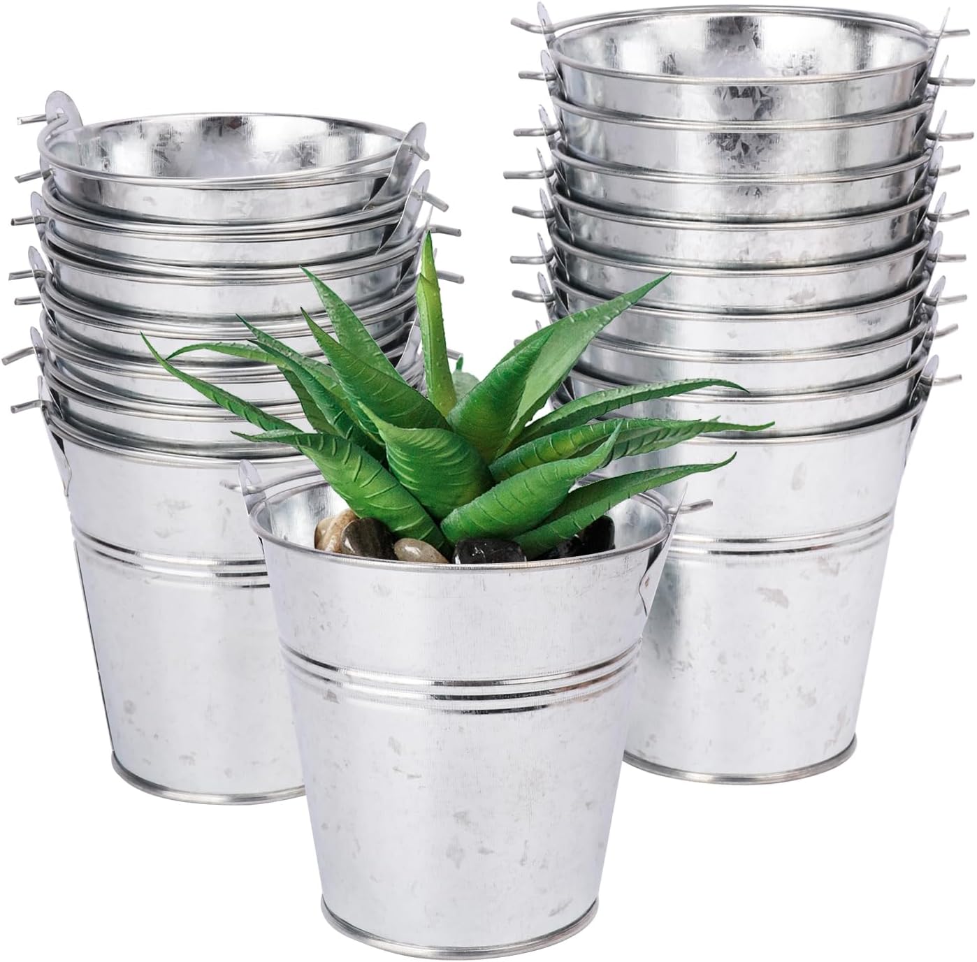 Elegant Galvanized Buckets with Handles | Michaels