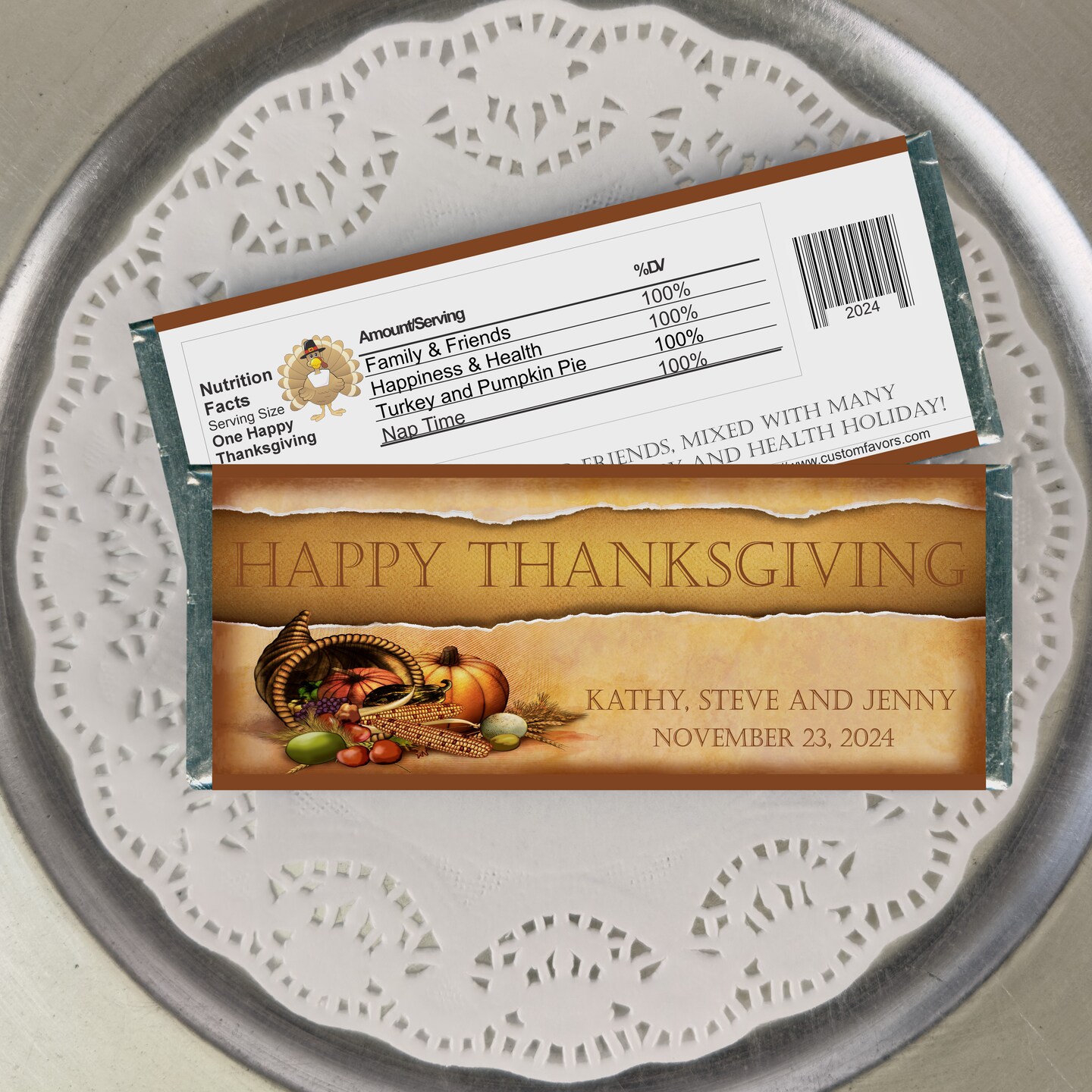 Personalized Thanksgiving Chocolate Candy Bar Wrappers for Party Favors ...