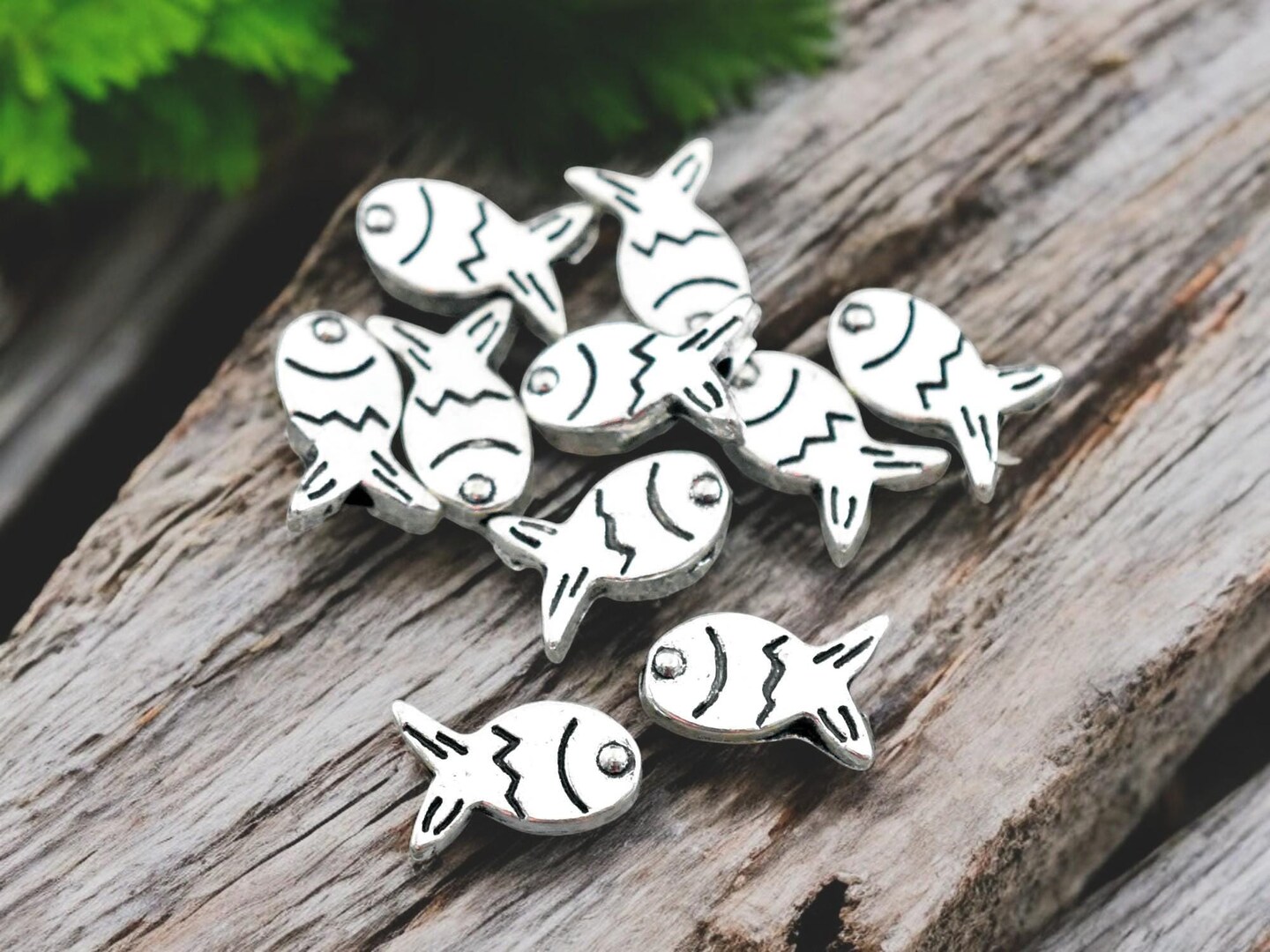 *50* 11x8mm Antique Silver Fish Beads | Michaels