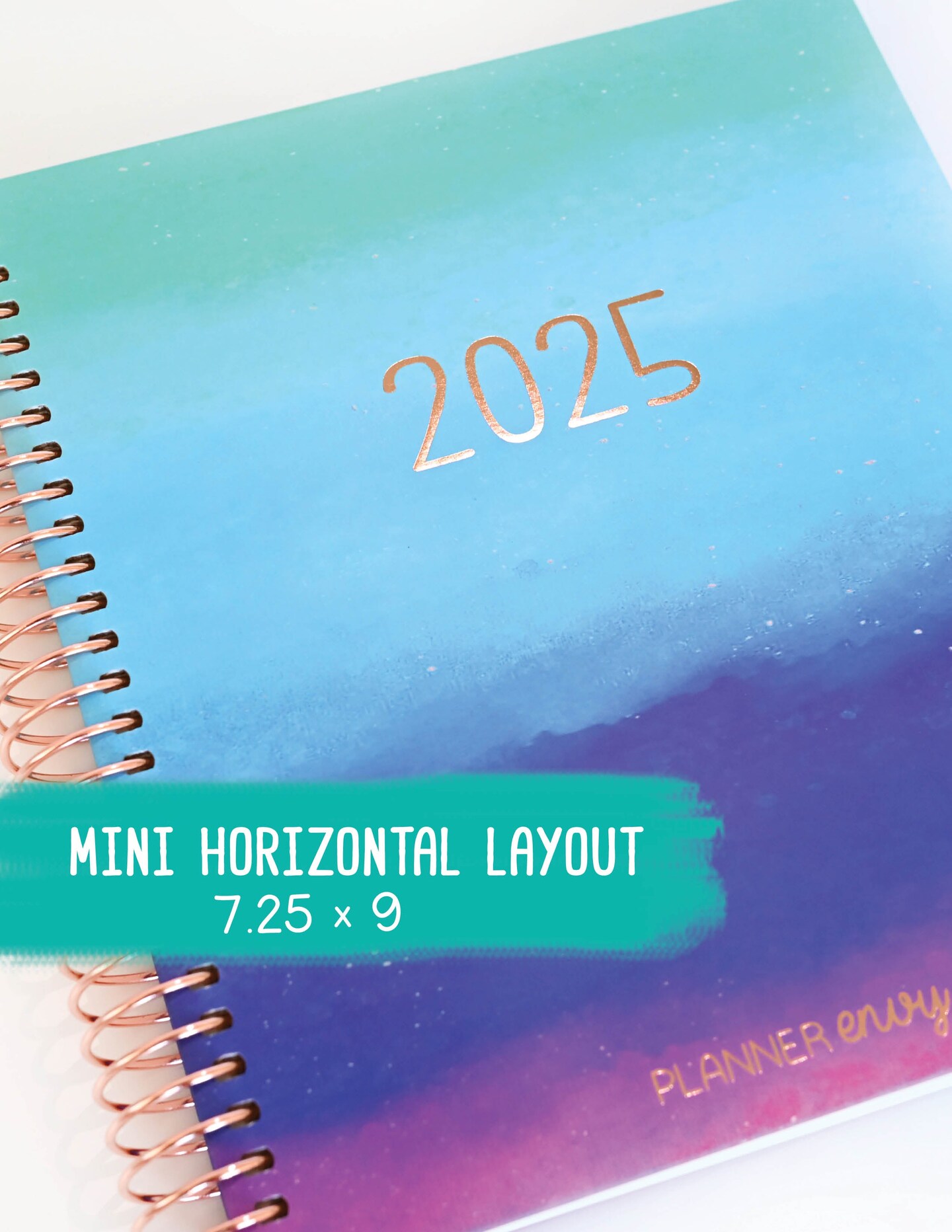 2025 Planner - Mini Horizontal Layout, Spiral Bound - "Cool Hues" (#408 ...