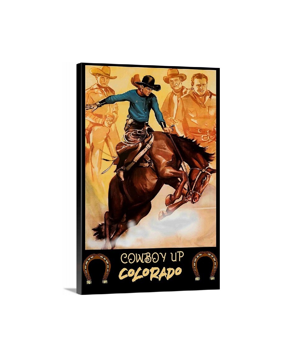 Colorado Cowboy UP Rodeo Cowboy Canvas Wrap or Poster Travel Poster ...