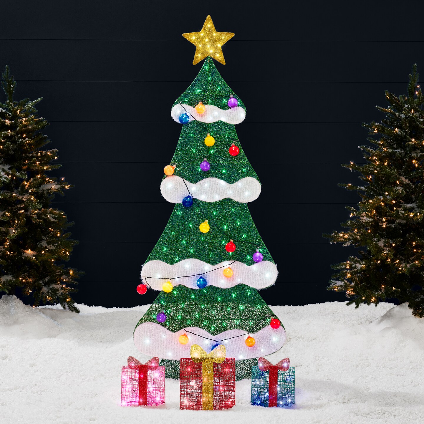 Best Choice Products 6ft Lighted 2D Christmas Tree Outdoor Decor w/ 170 ...