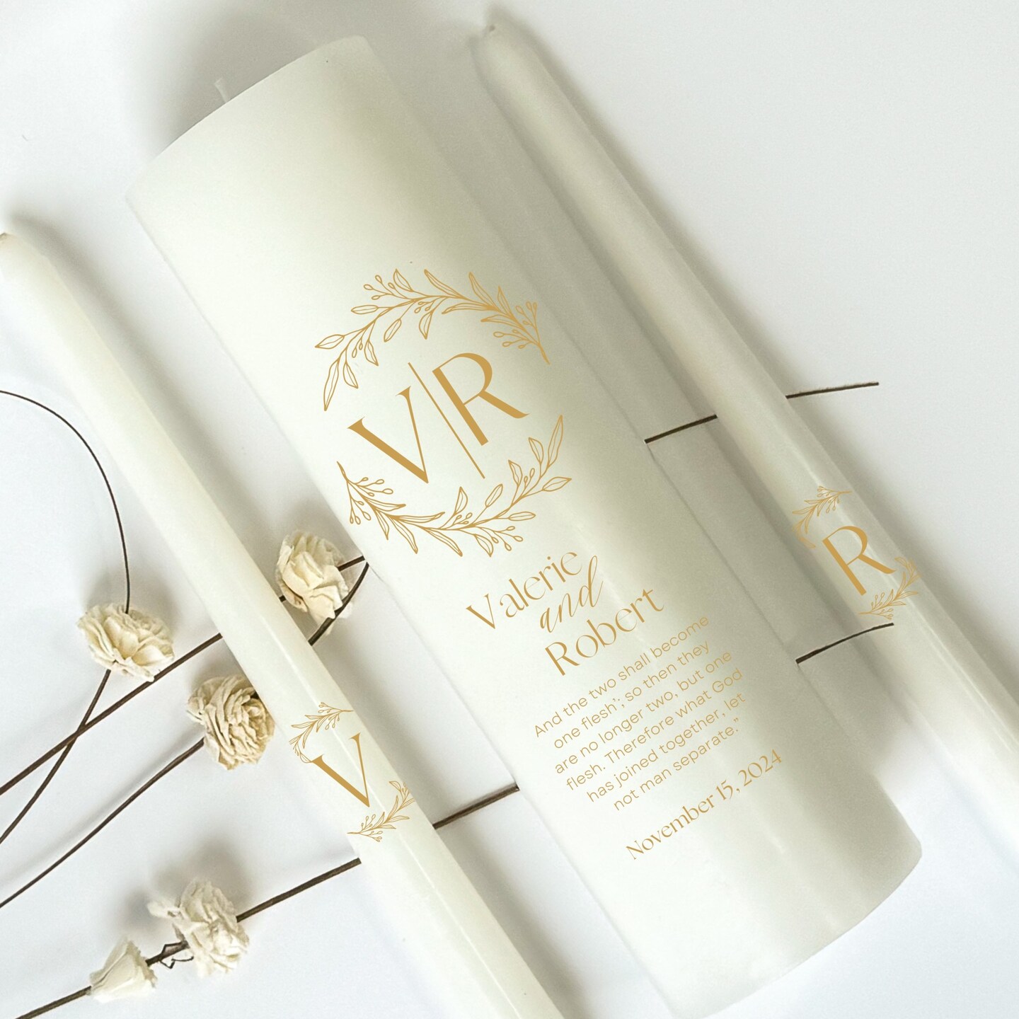 Unity Candles for Wedding, Custom Unity Set with Personalized Pillar ...