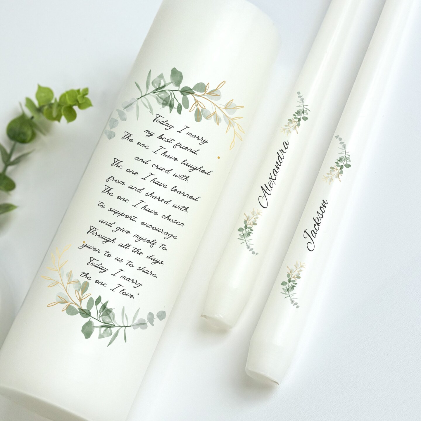 Unity Candles for Wedding, Custom Names Unity Set with Personalized ...