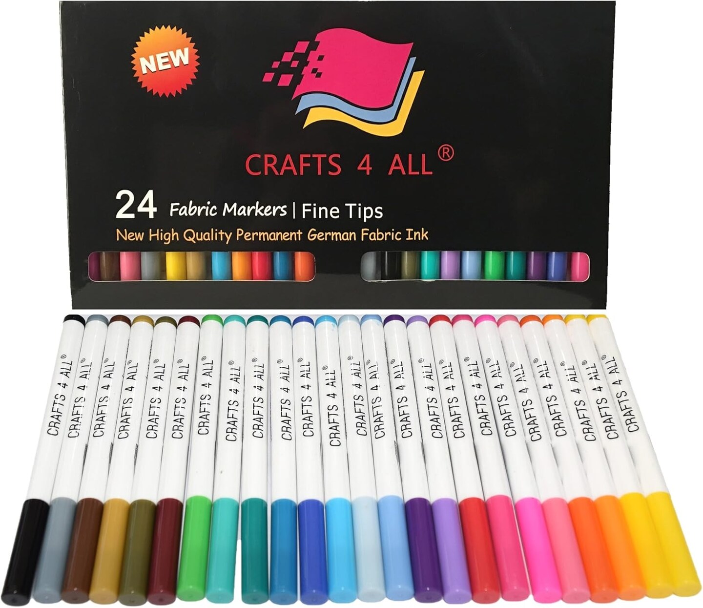 Fabric Pens for Clothes - Pack of 24 No Fade, Fabric Markers Permanent ...