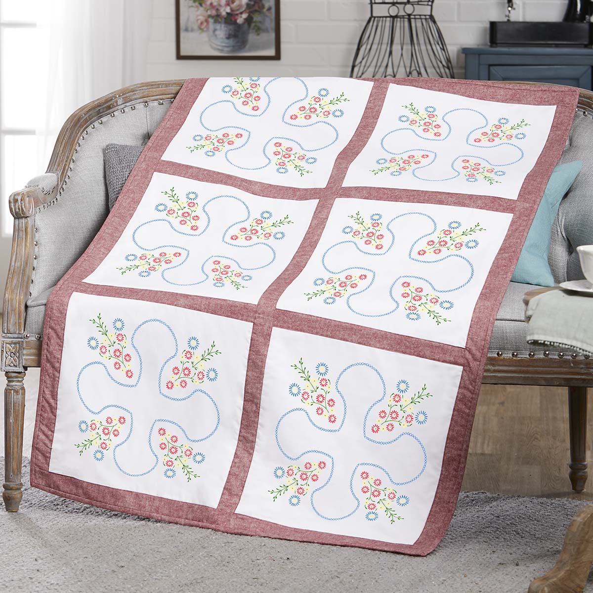 Herrschners Athena Quilt Blocks Stamped Embroidery & Stamped Cross ...
