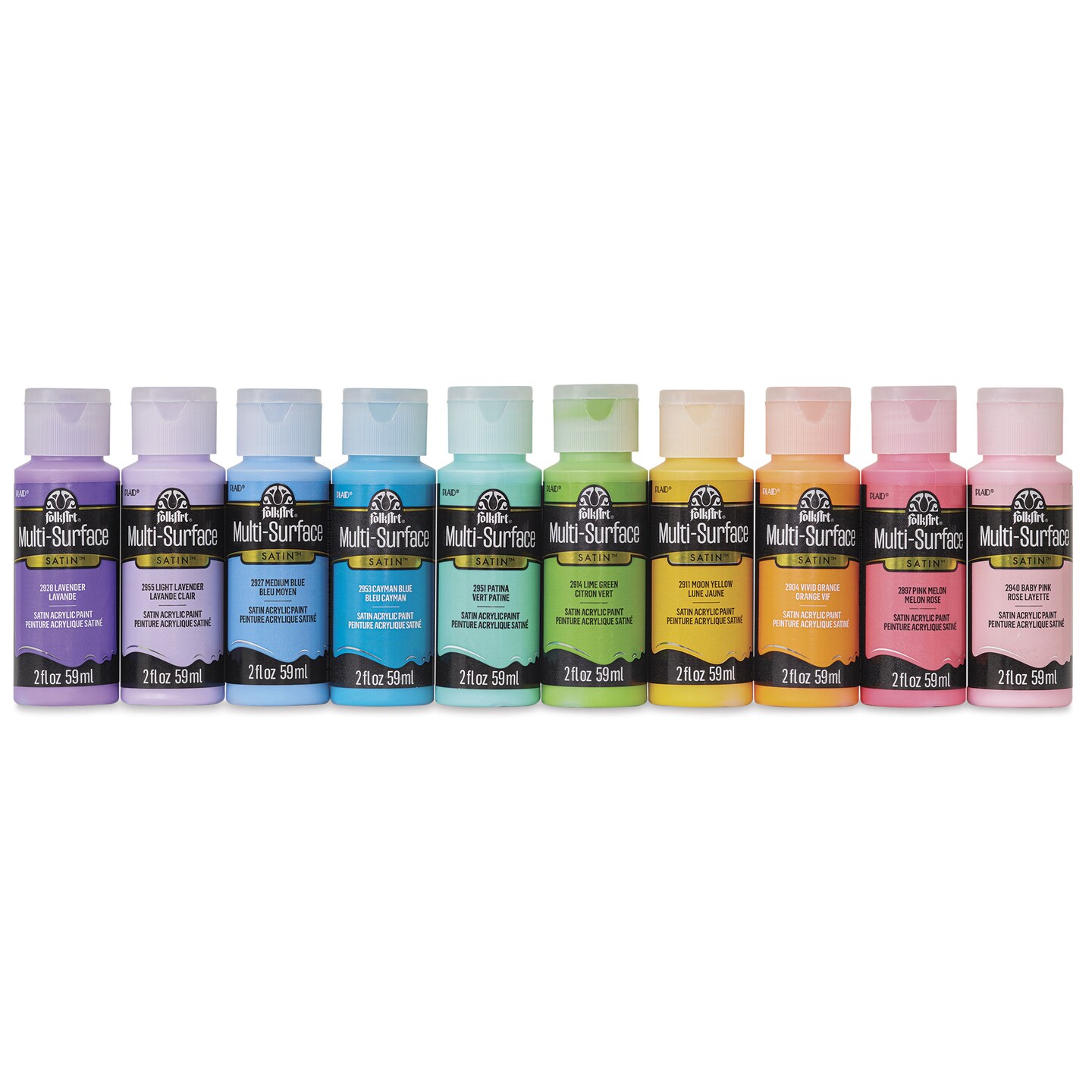 FolkArt Multi-Surface Acrylic Paints - Set of 10, Bright Colors, 59 ml ...