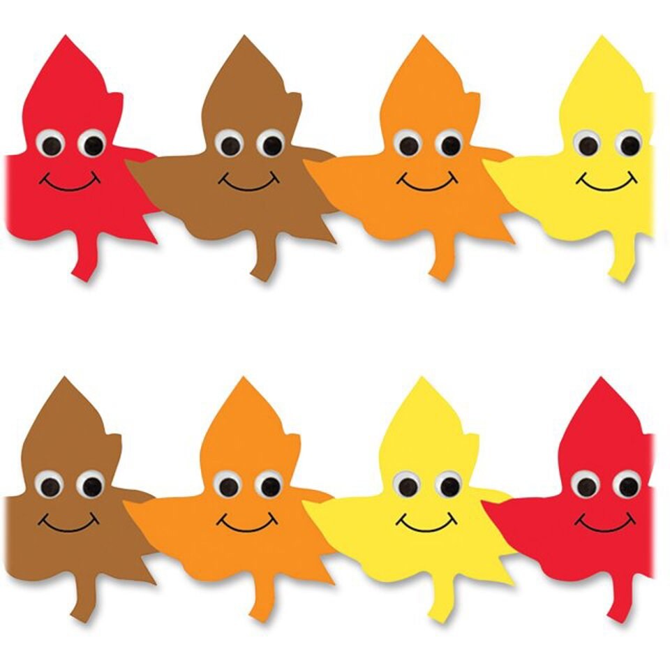 Happy Leaf Border – 12 Strips (3" x 36") Classroom Bulletin Board Trim ...