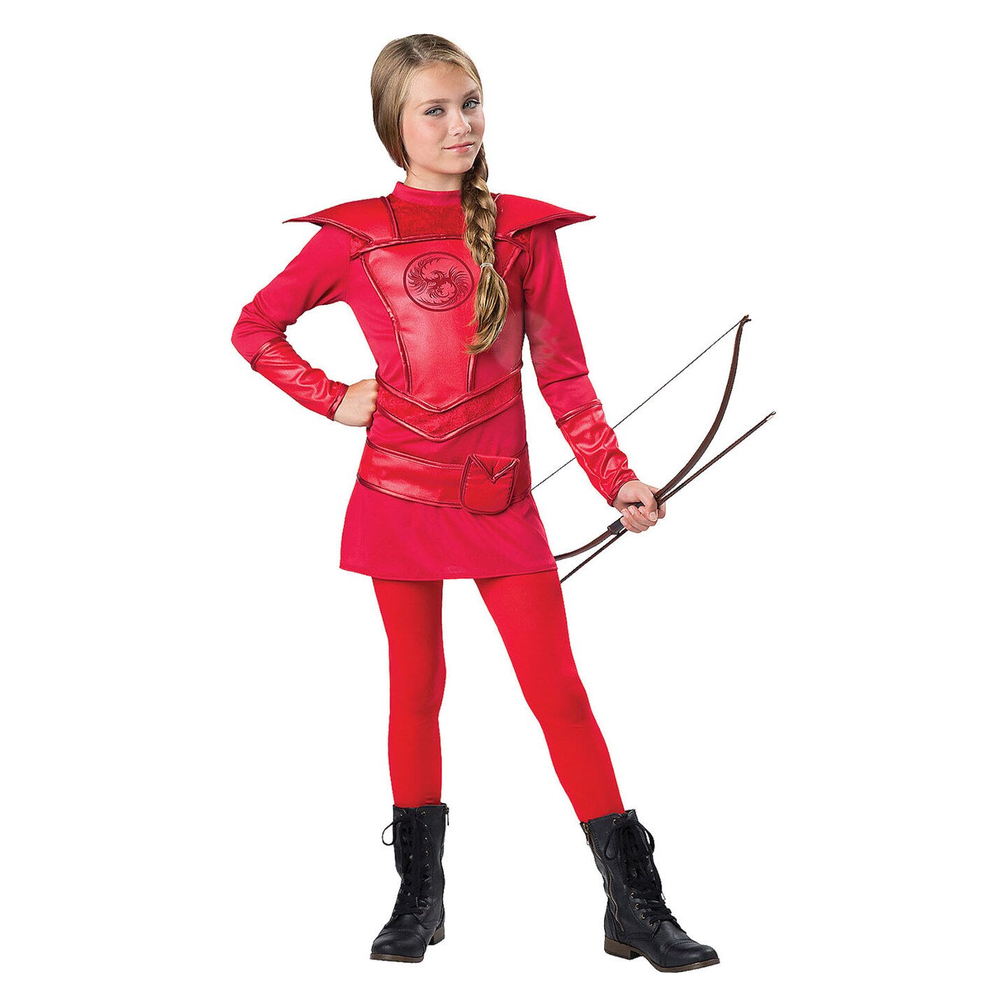 Girl's Warrior Huntress Costume Tween Medium Red Dress with Belt and ...