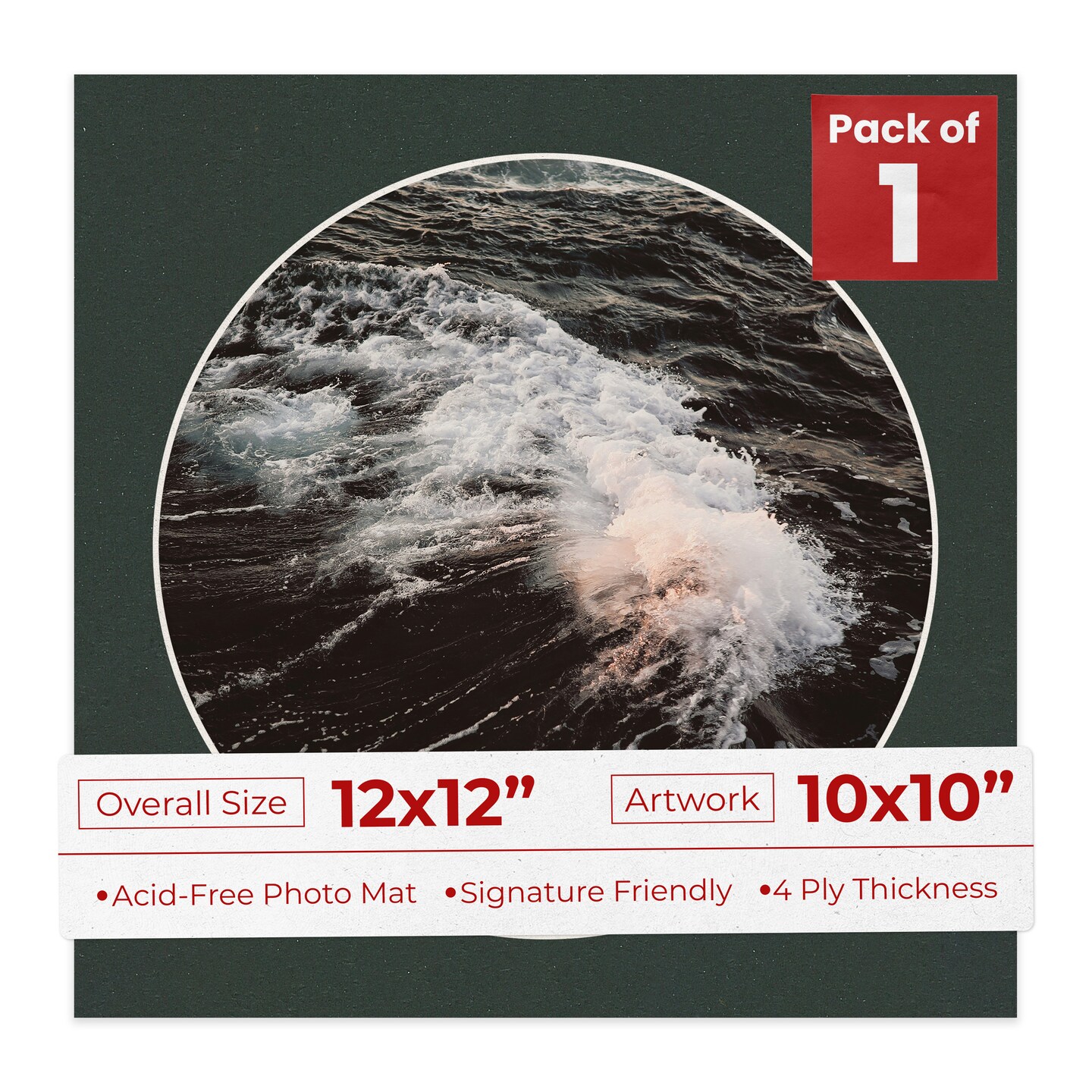 Black Pebble Mat Board for 12x12 Frames - Circle Opening for 10x10 ...