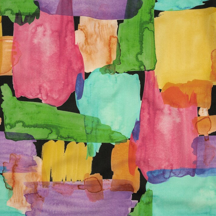 1 Yard Phantom Black and Rainbow Abstract Stretch Cotton Poplin Fabric ...