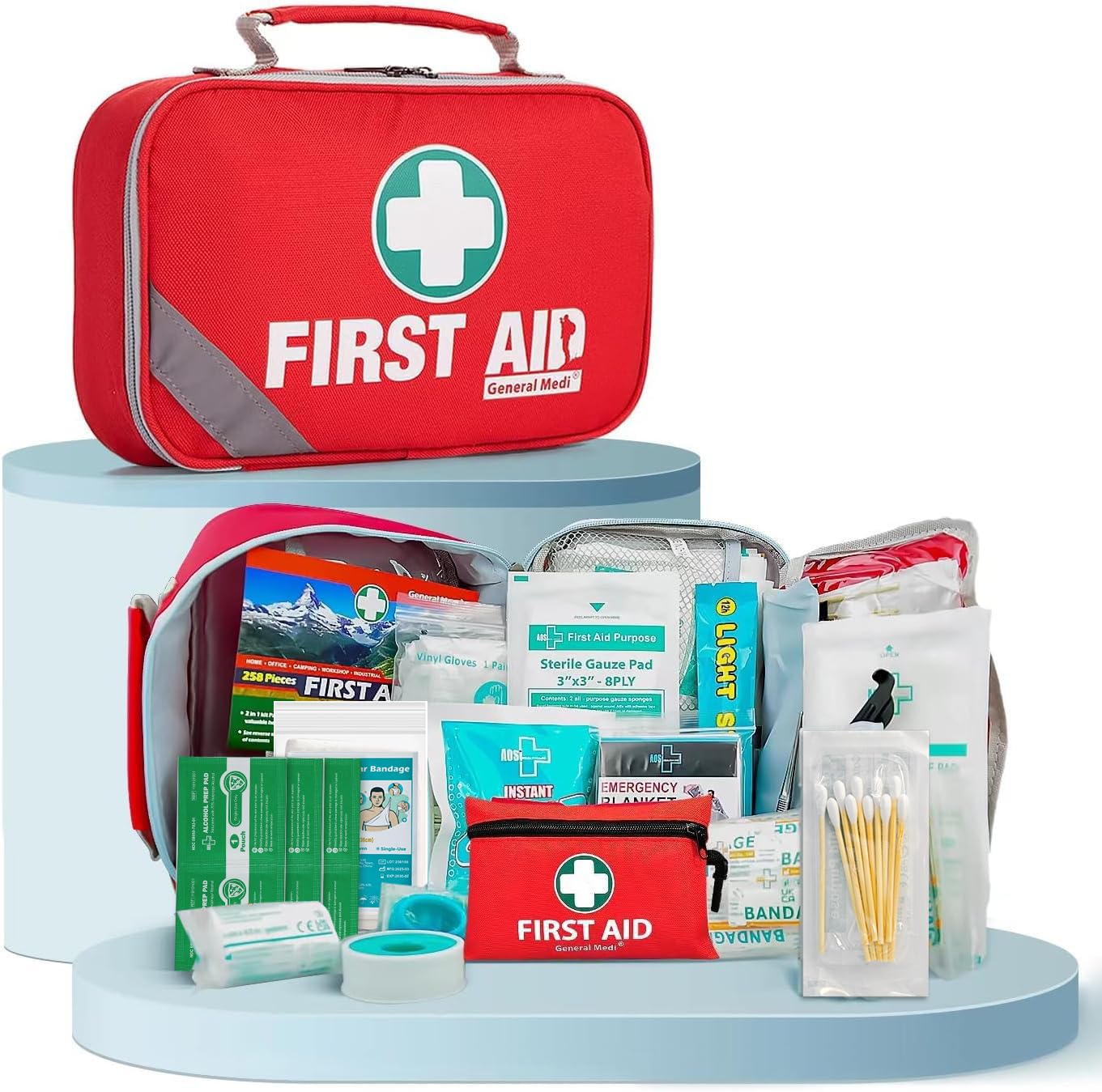 General Medi 2-in-1 First Aid Kit (215 Piece Set) + 43 Piece Mini First ...