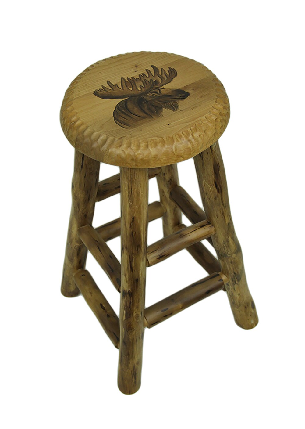 Rustic Handcrafted Wooden Carved Moose Bar Stool 30 in. | Michaels