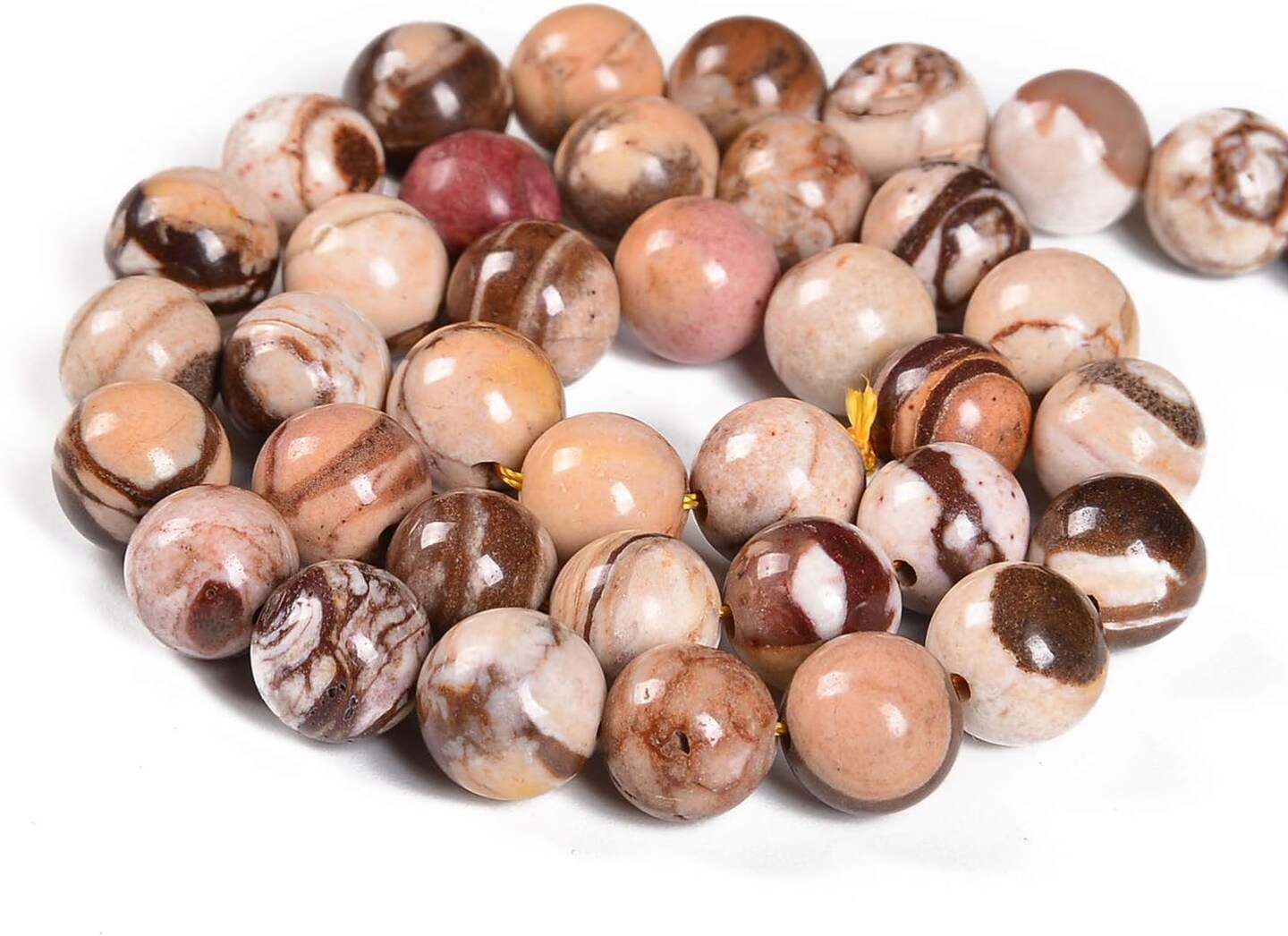 36pcs 10mm Natural Brown Zebra Gemstone Round Spacer Loose Stone Beads ...